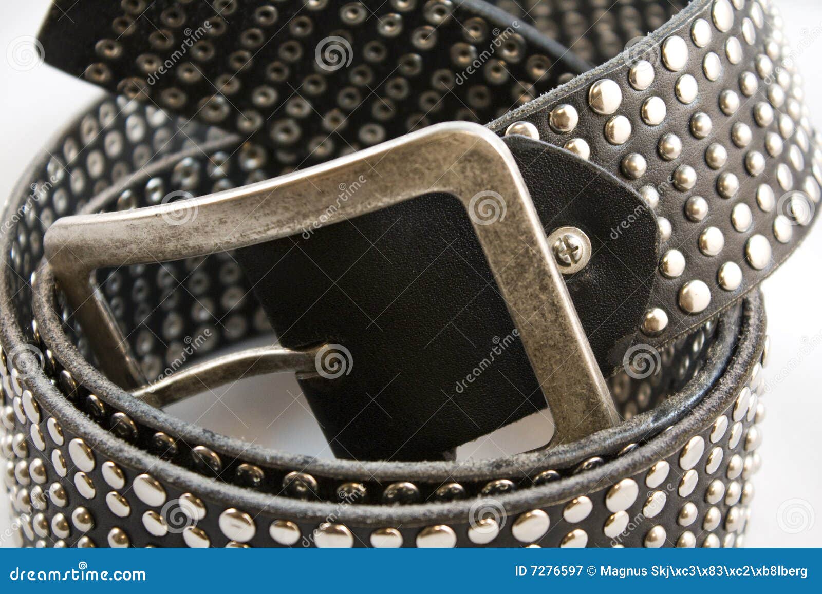 Black Leather Belt with Nails Stock Image - Image of belt, outline: 7276597