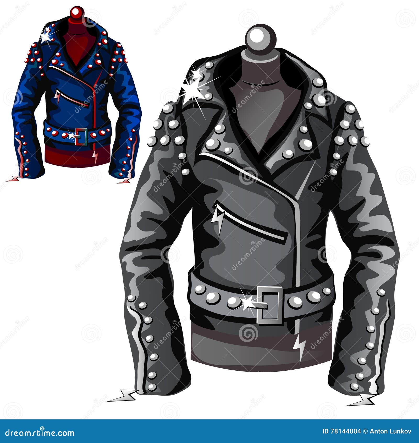 Black leather biker jacket stock vector. Illustration of icon - 78144004