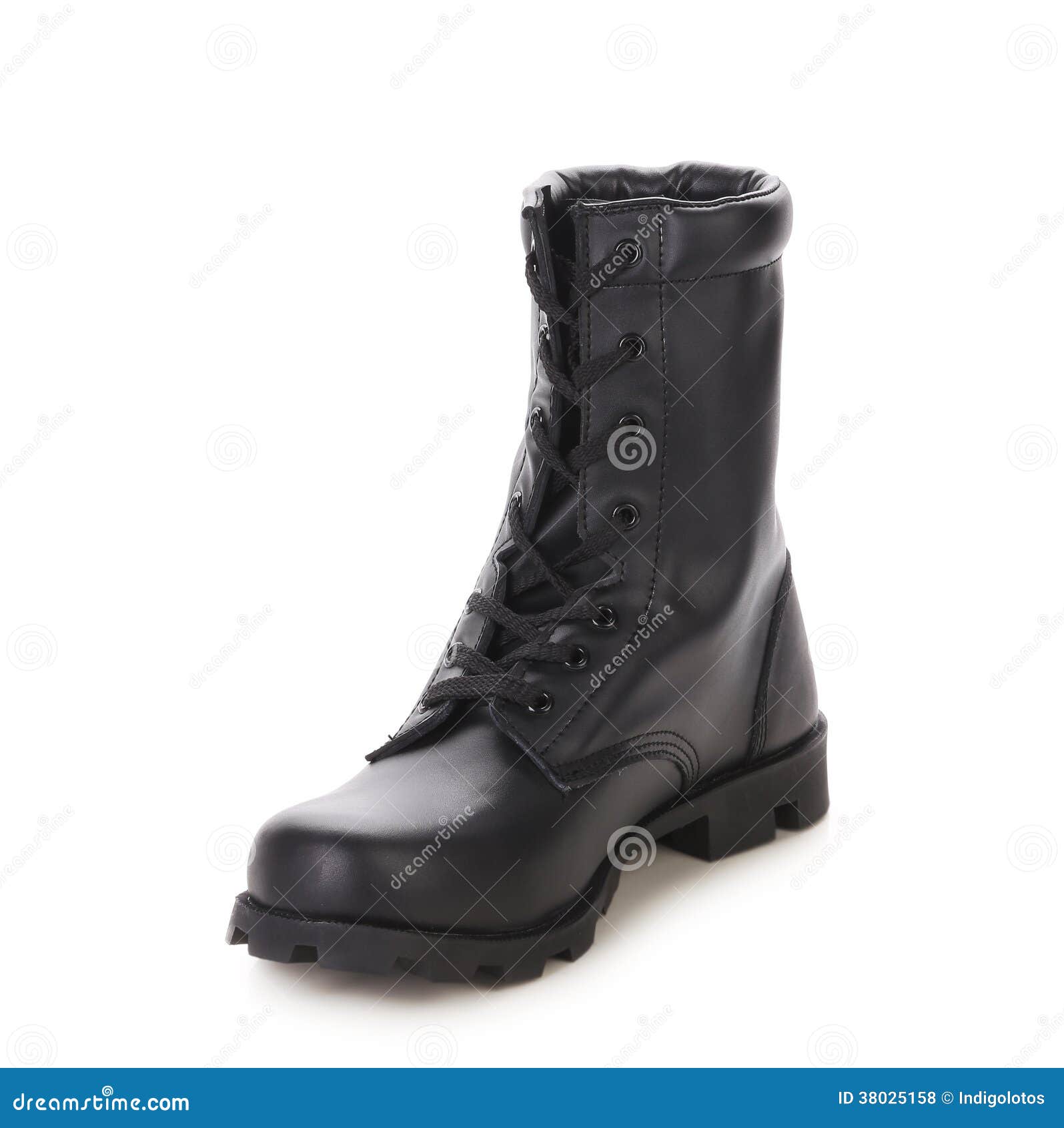 Black Leather Boot with Laces. Stock Photo - Image of laces, isolated ...