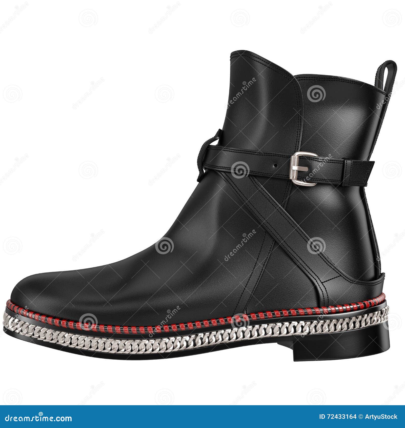 Black Leather Boot, Side View Stock Illustration - Illustration of ...