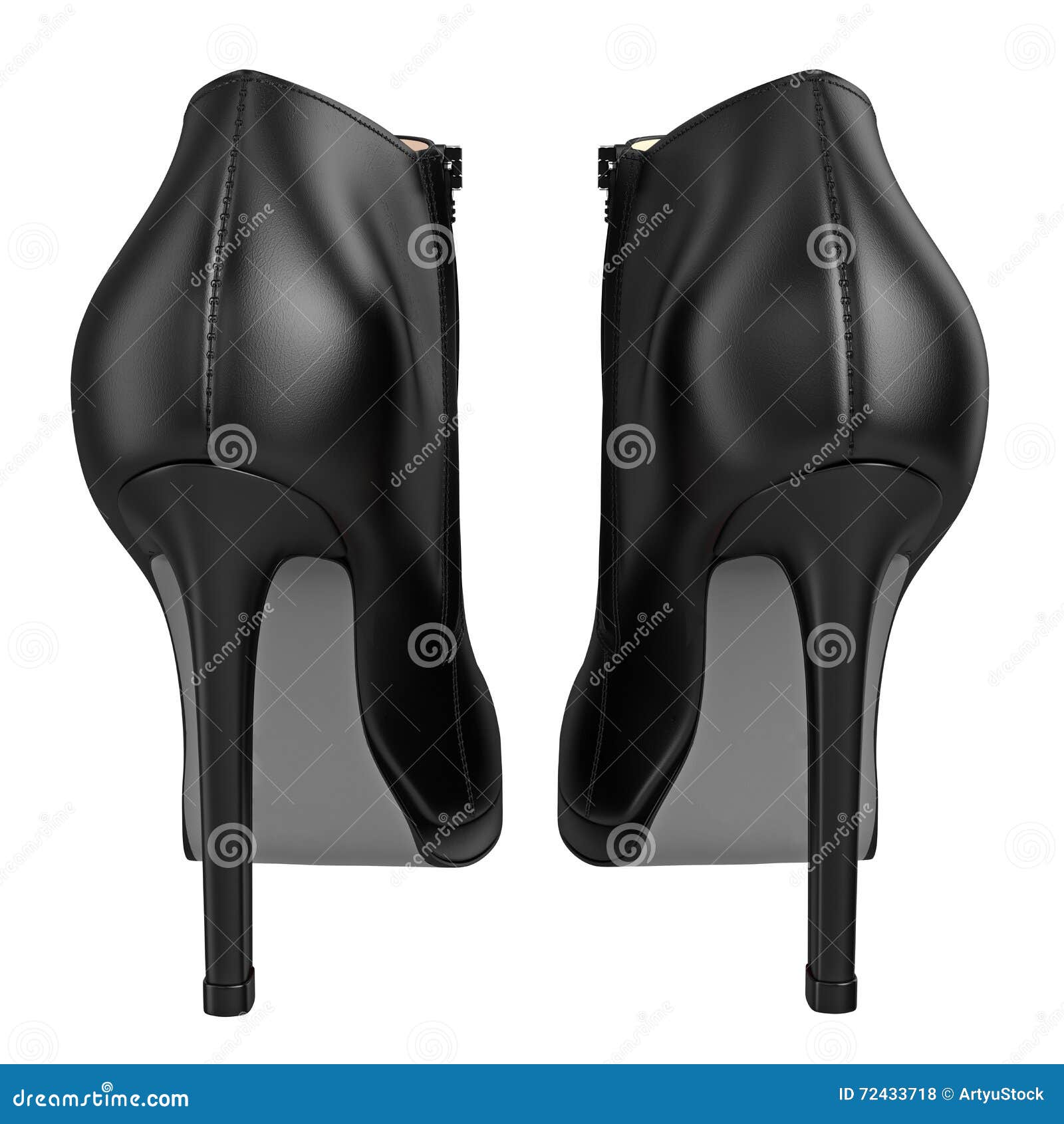 Black Leather Boots, Back View Stock Illustration - Illustration of ...