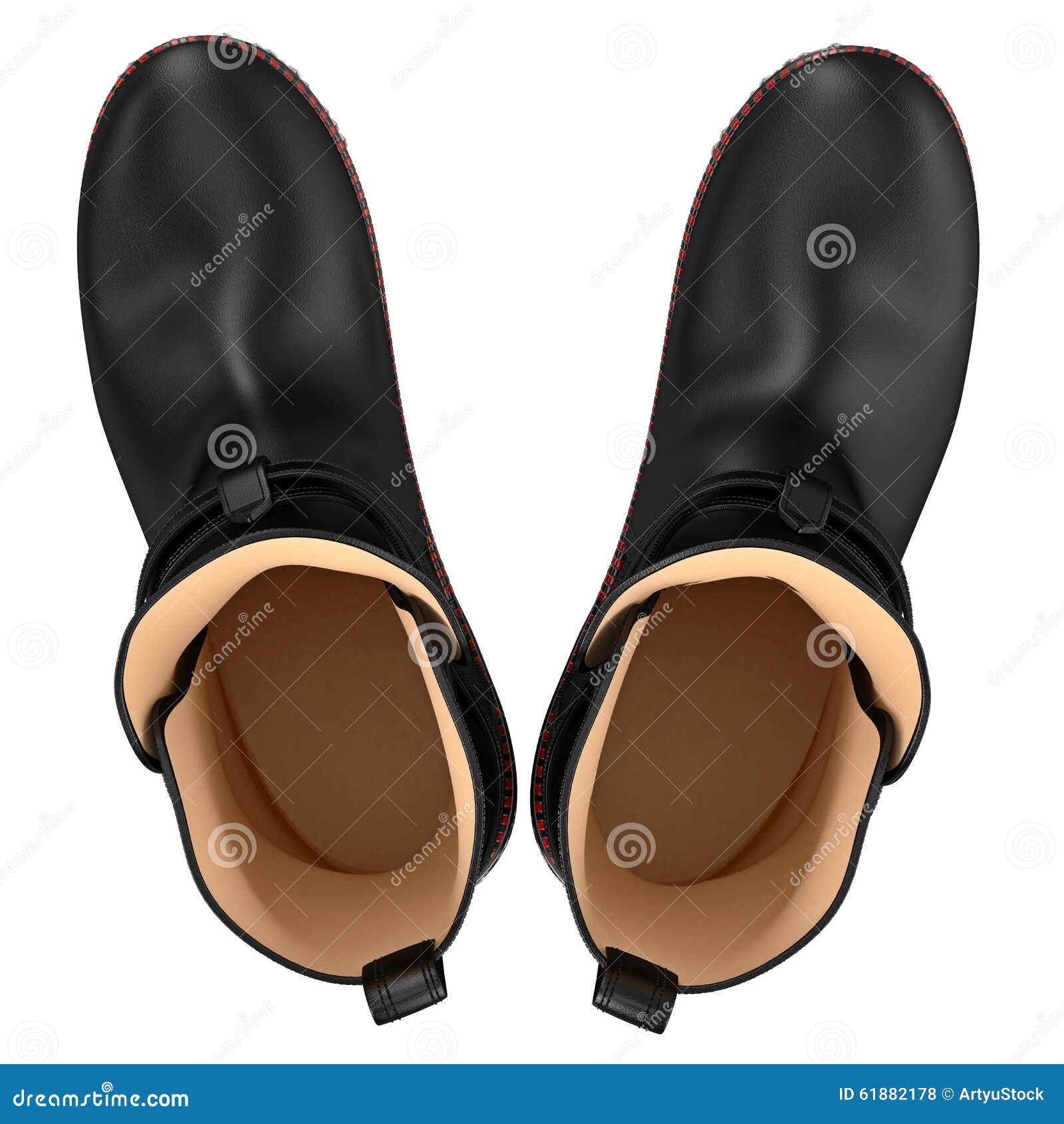Black Leather Boots, Top View Stock Illustration - Illustration of ...
