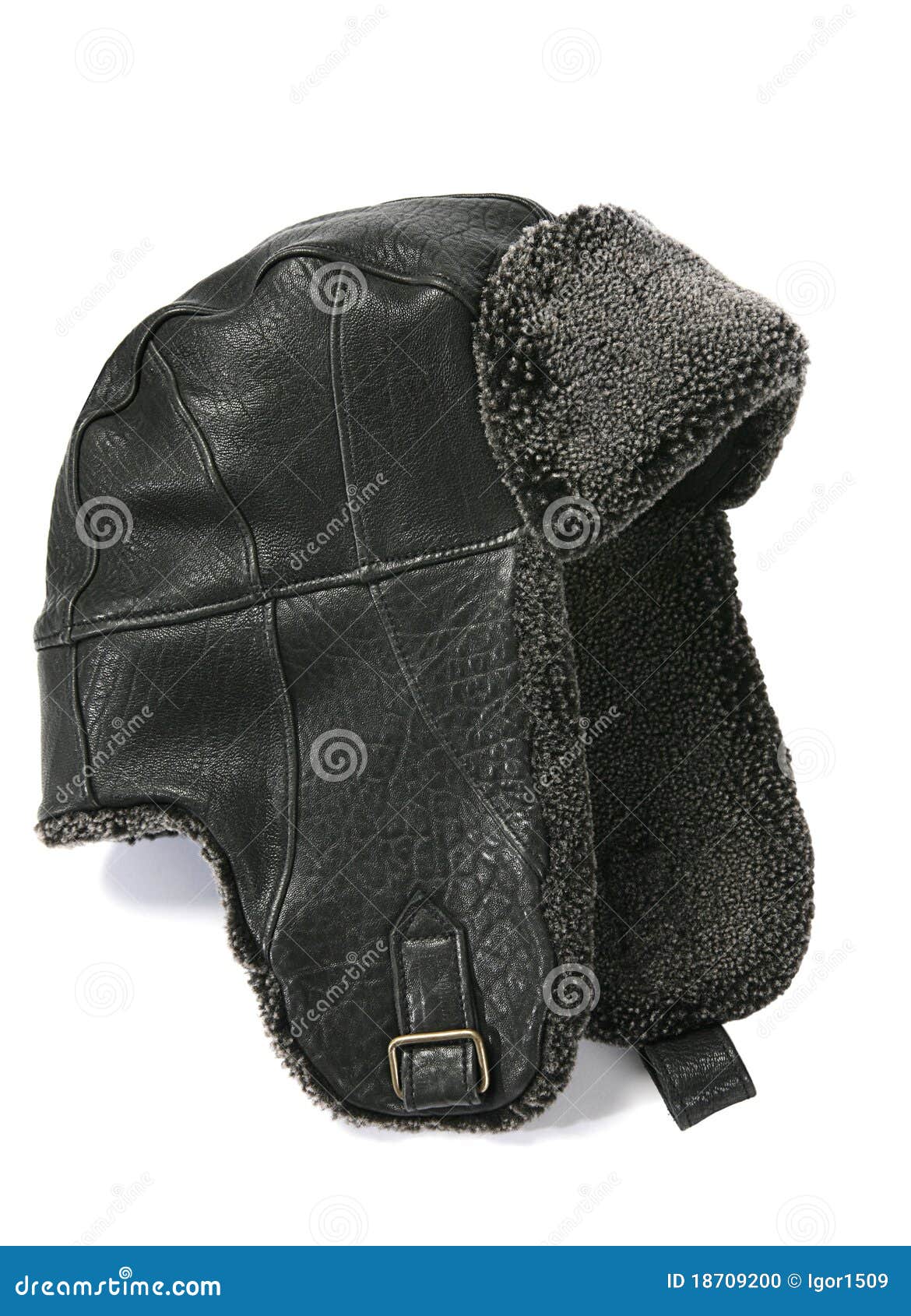 Black leather cap stock photo. Image of leather, wear - 18709200