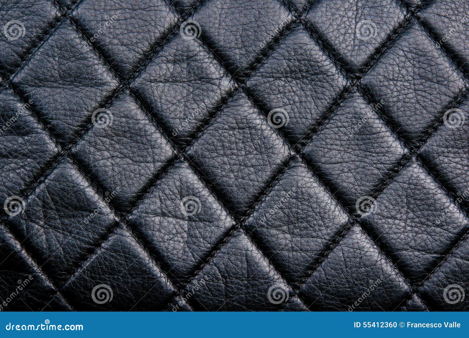 Black Leather Diamon Pattern Stock Photo - Image of black, thread: 55412360