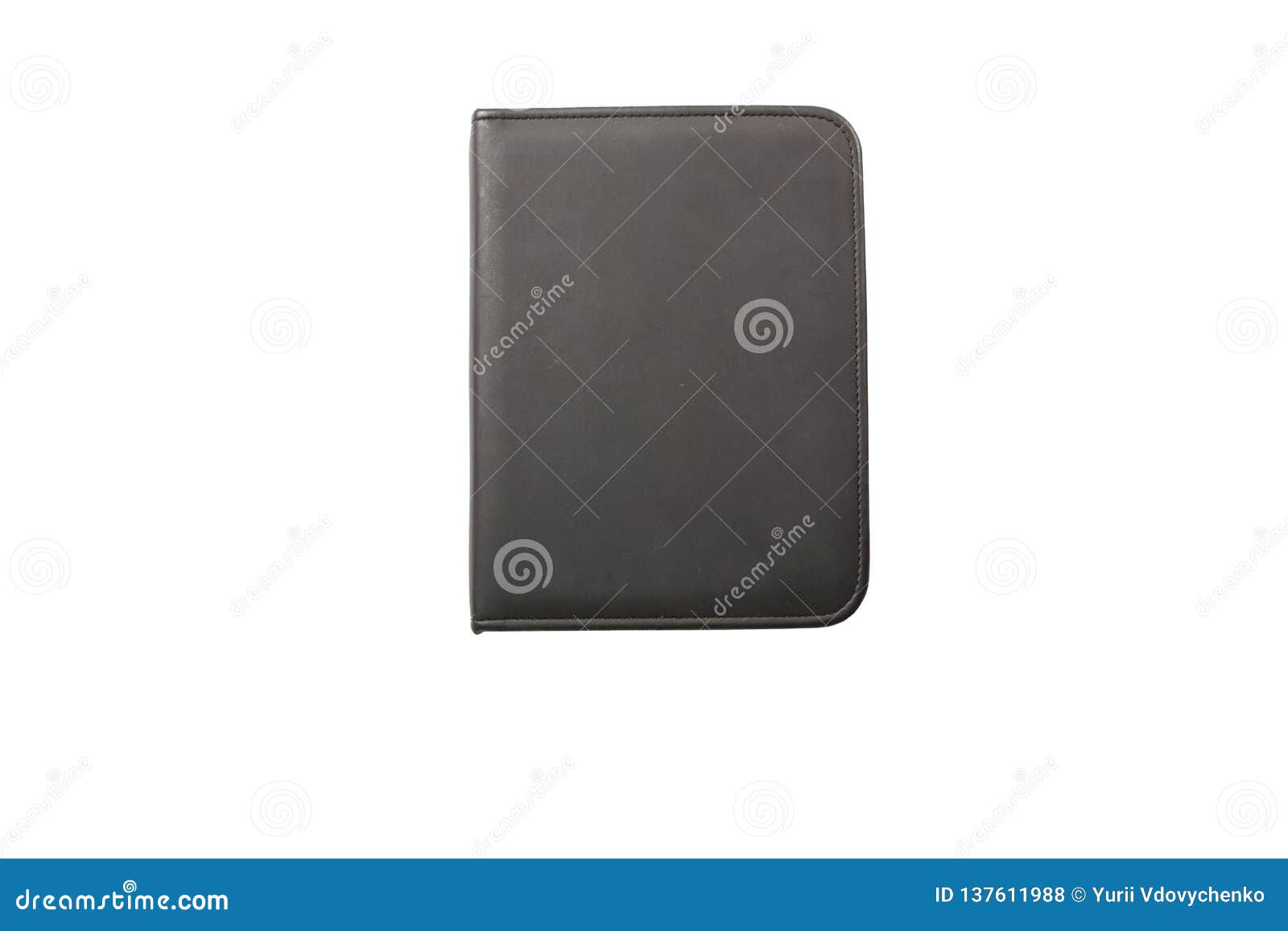 Black Leather Folder Isolated on White Background. Leather Black Folder ...