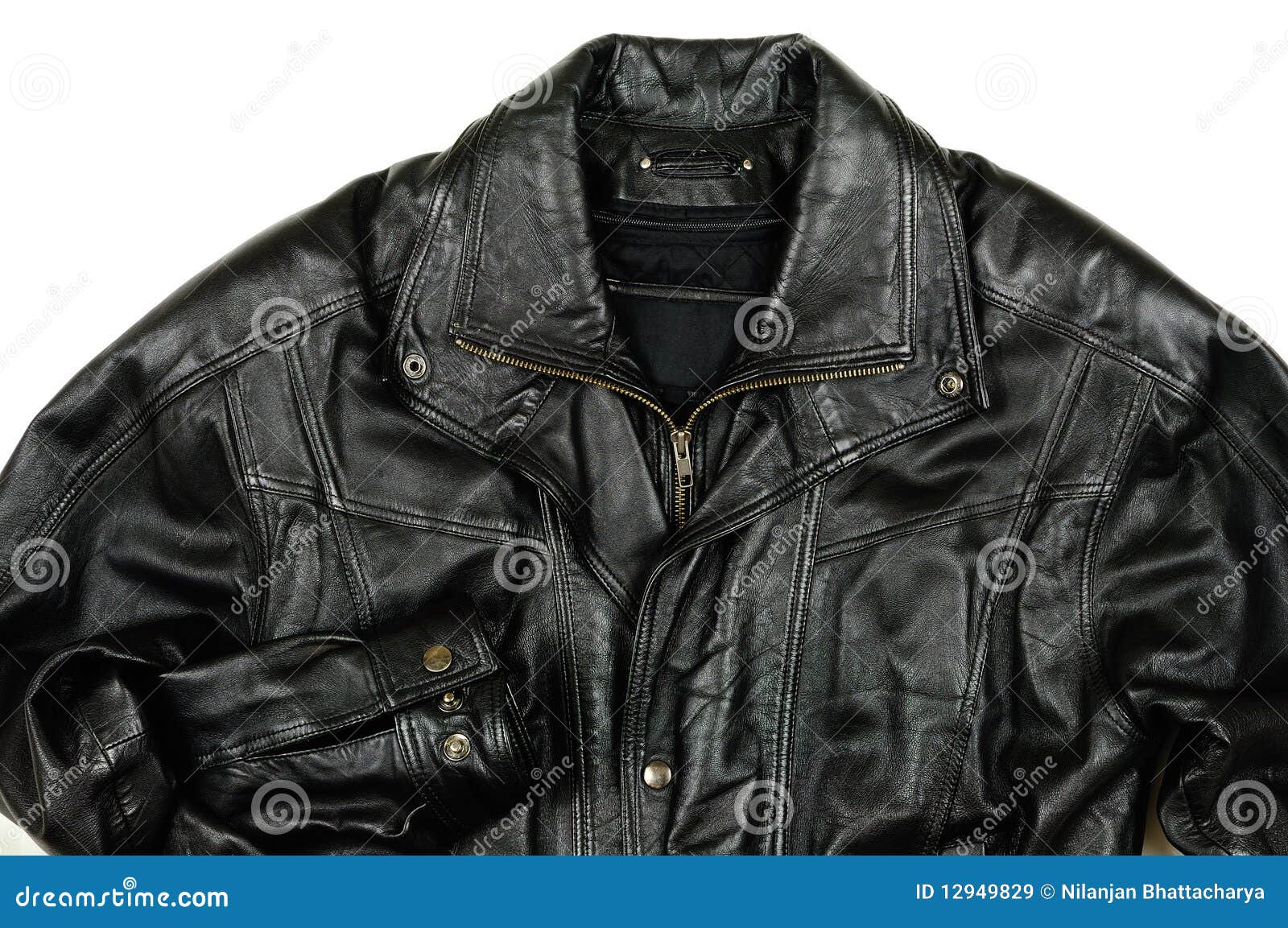 Black leather jacket stock image. Image of apparel, brown - 12949829