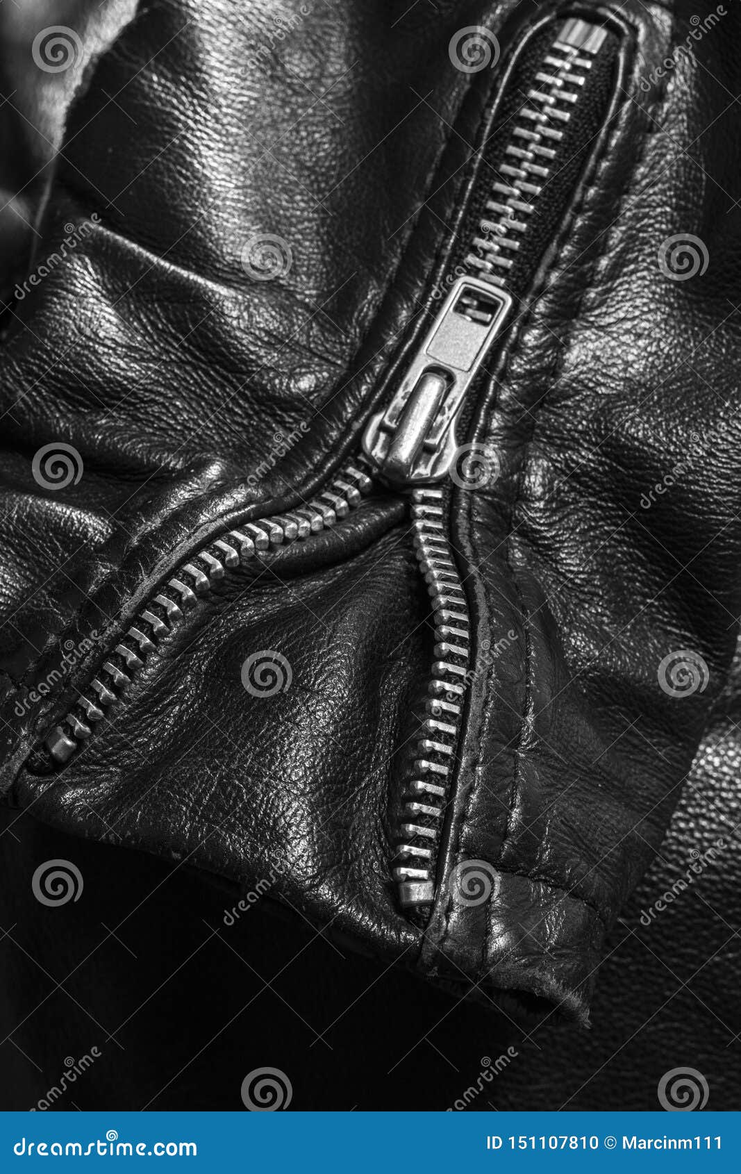 Black Leather Jacket Close Up Stock Photo - Image of culture, silver ...