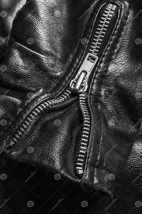 Black Leather Jacket Close Up Stock Photo - Image of culture, silver ...