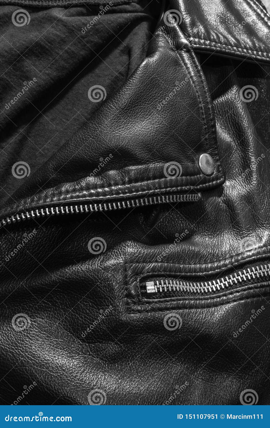 Black Leather Jacket Close Up Stock Image - Image of dark, clothes ...