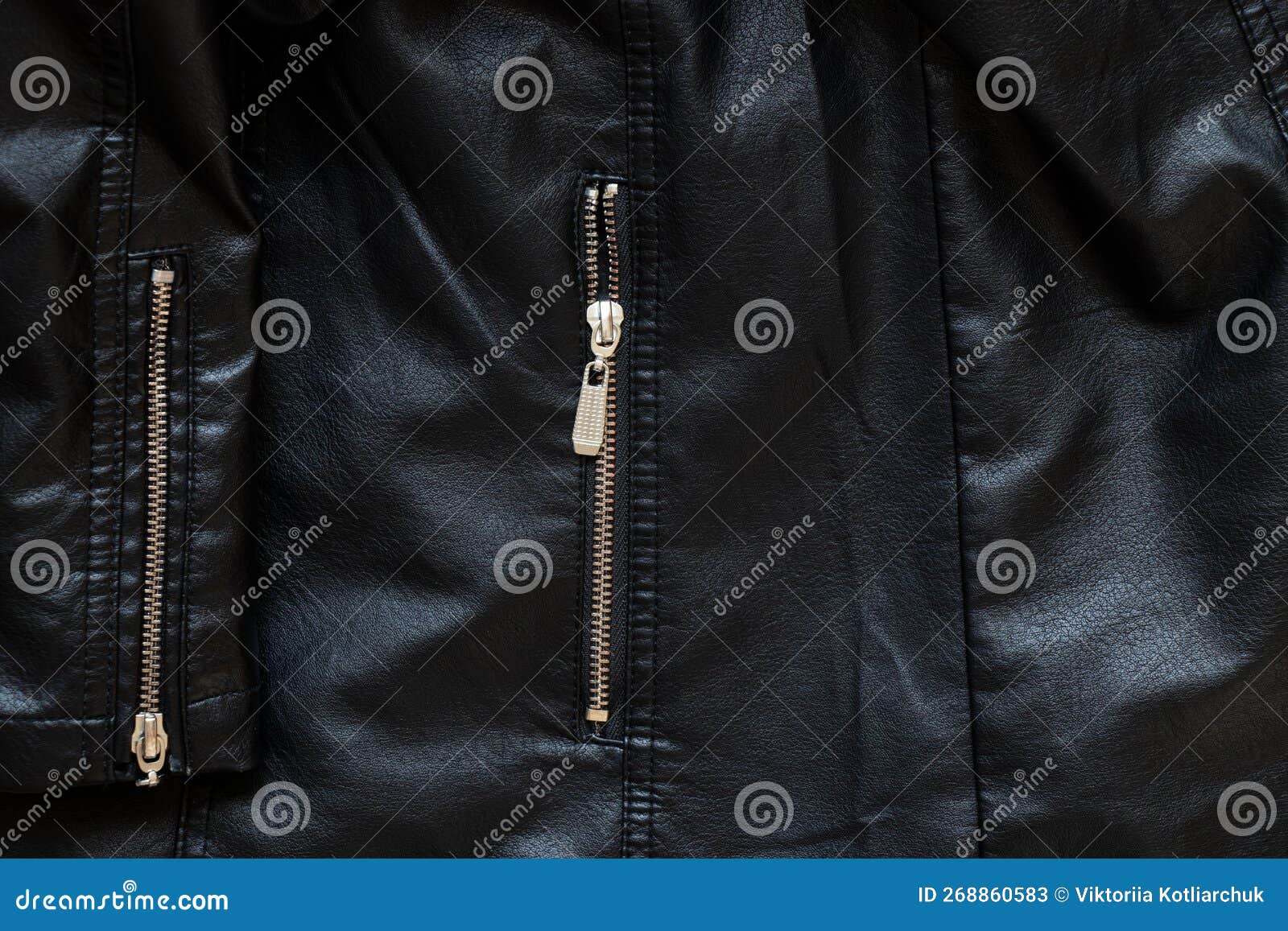 Black Leather Jacket with a Zipper As a Background Stock Image - Image ...