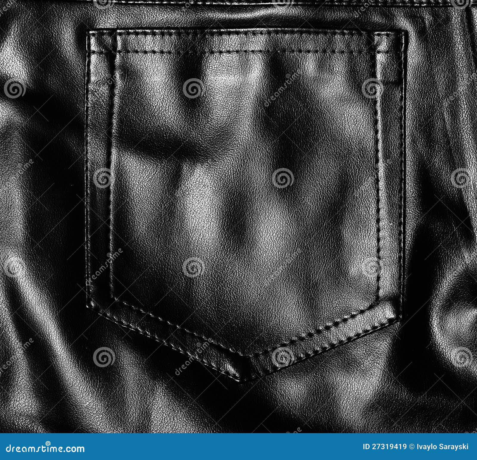 Black leather pocket stock image. Image of skin, dark - 27319419