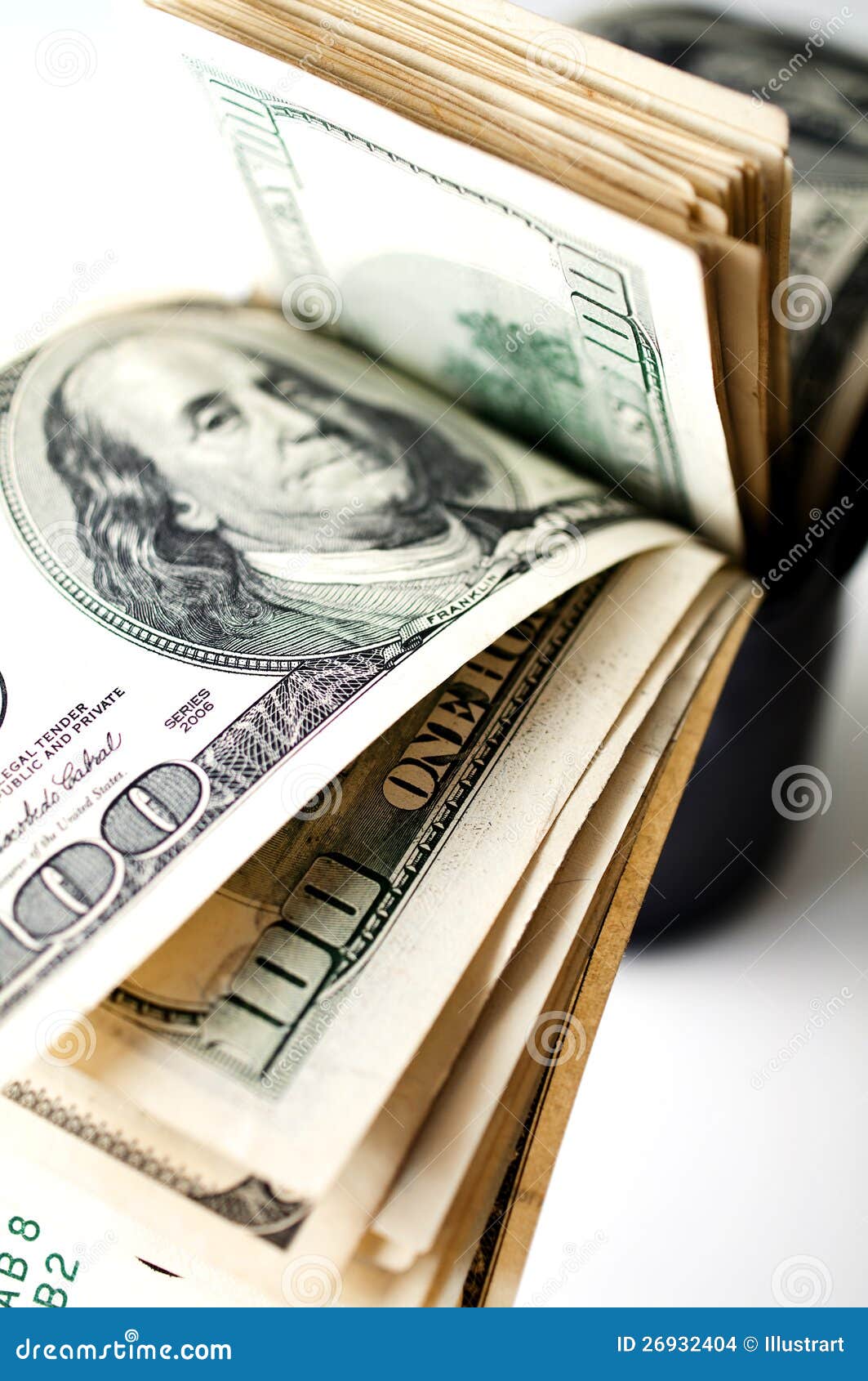 Black Leather Pouch with Money Stock Photo - Image of savings, case ...