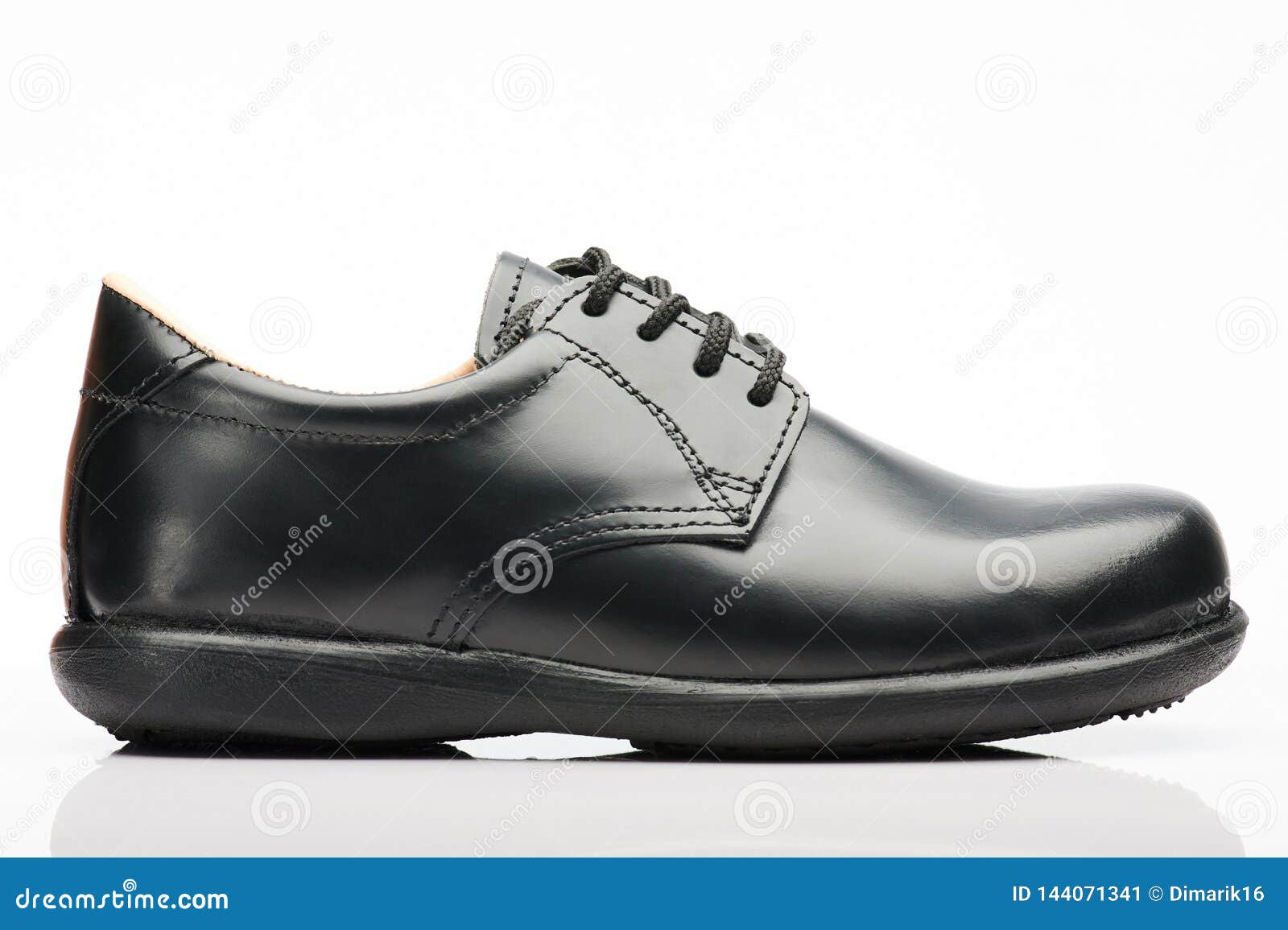 Black leather shoe stock image. Image of modern, clothing - 144071341