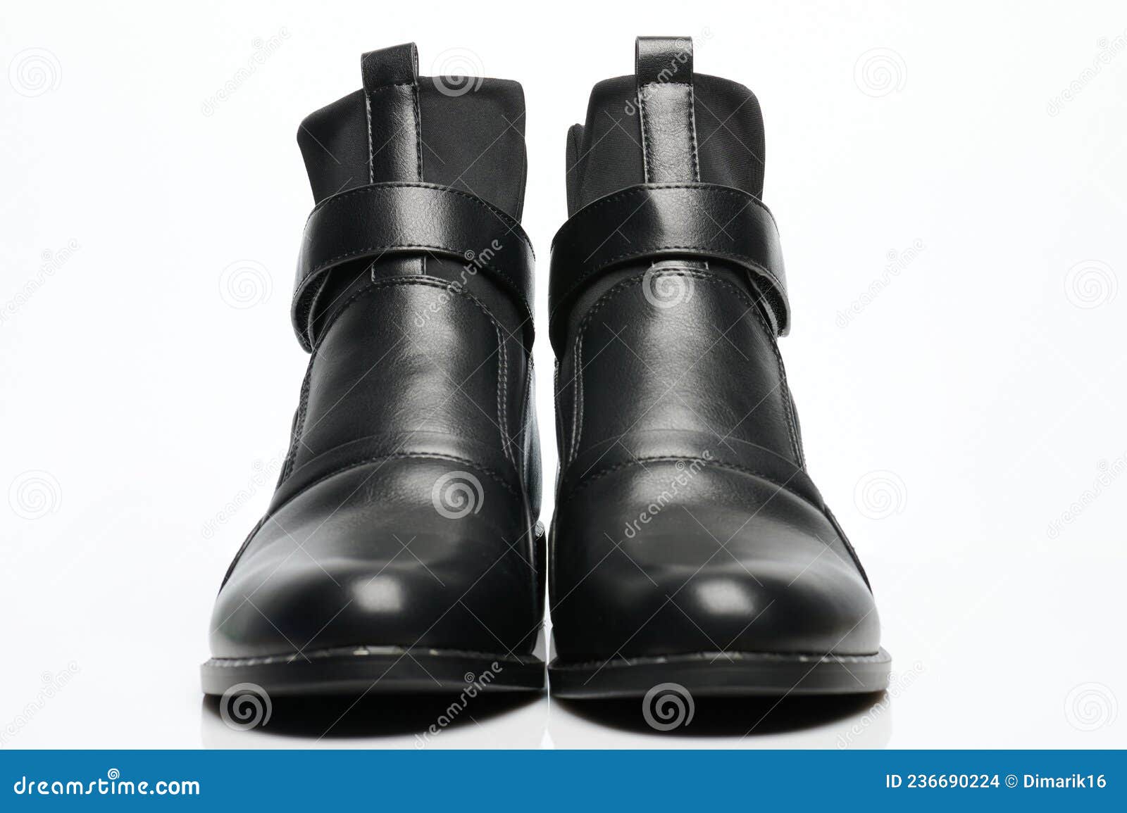 Black Leather Shoes Front View Stock Photo - Image of clothing, female ...