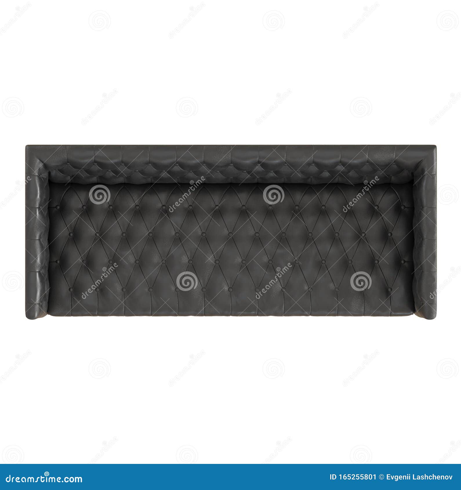 Black Leather Sofa Top View on an Isolated Background. 3d Rendering ...