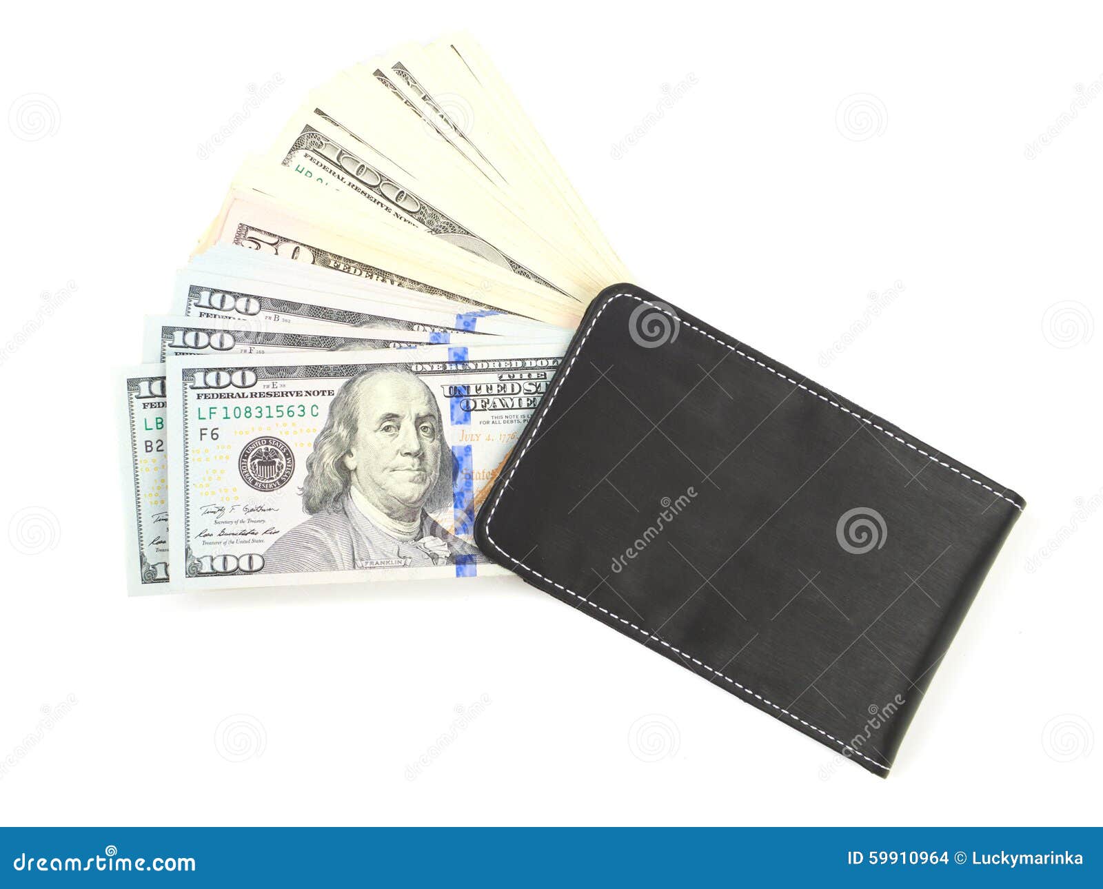 Black Leather Wallet with Dollars Stock Photo - Image of currency ...