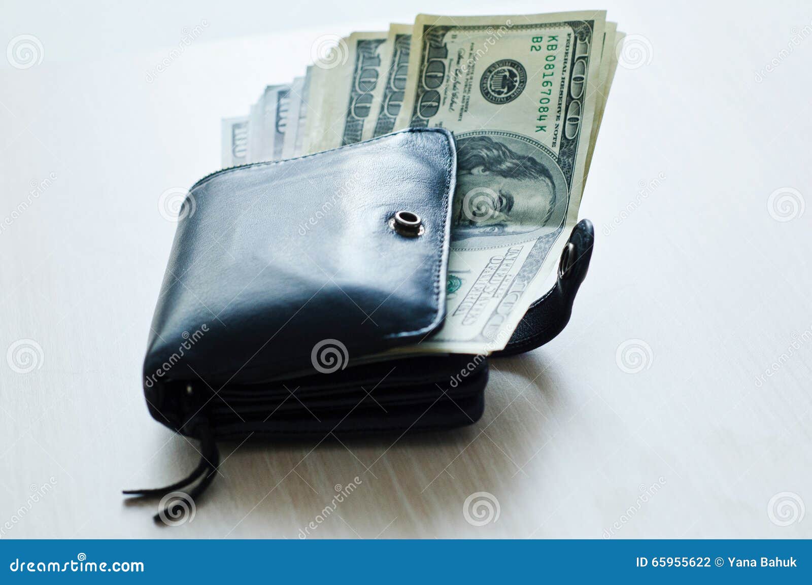 In a Black Leather Wallet is a Lot of Money Stock Photo - Image of ...