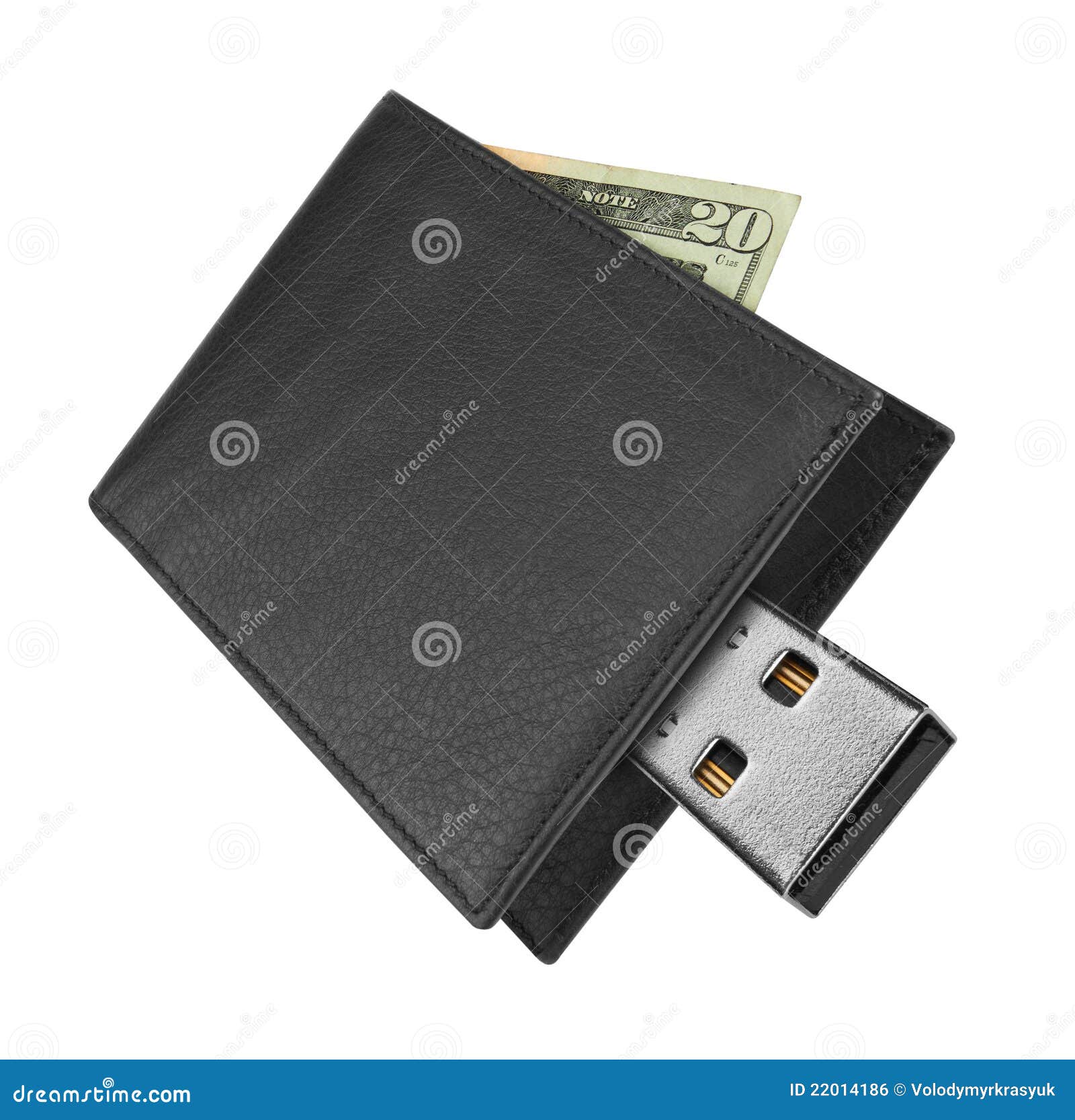 Black Leather Wallet with USB Connector Stock Photo - Image of ...