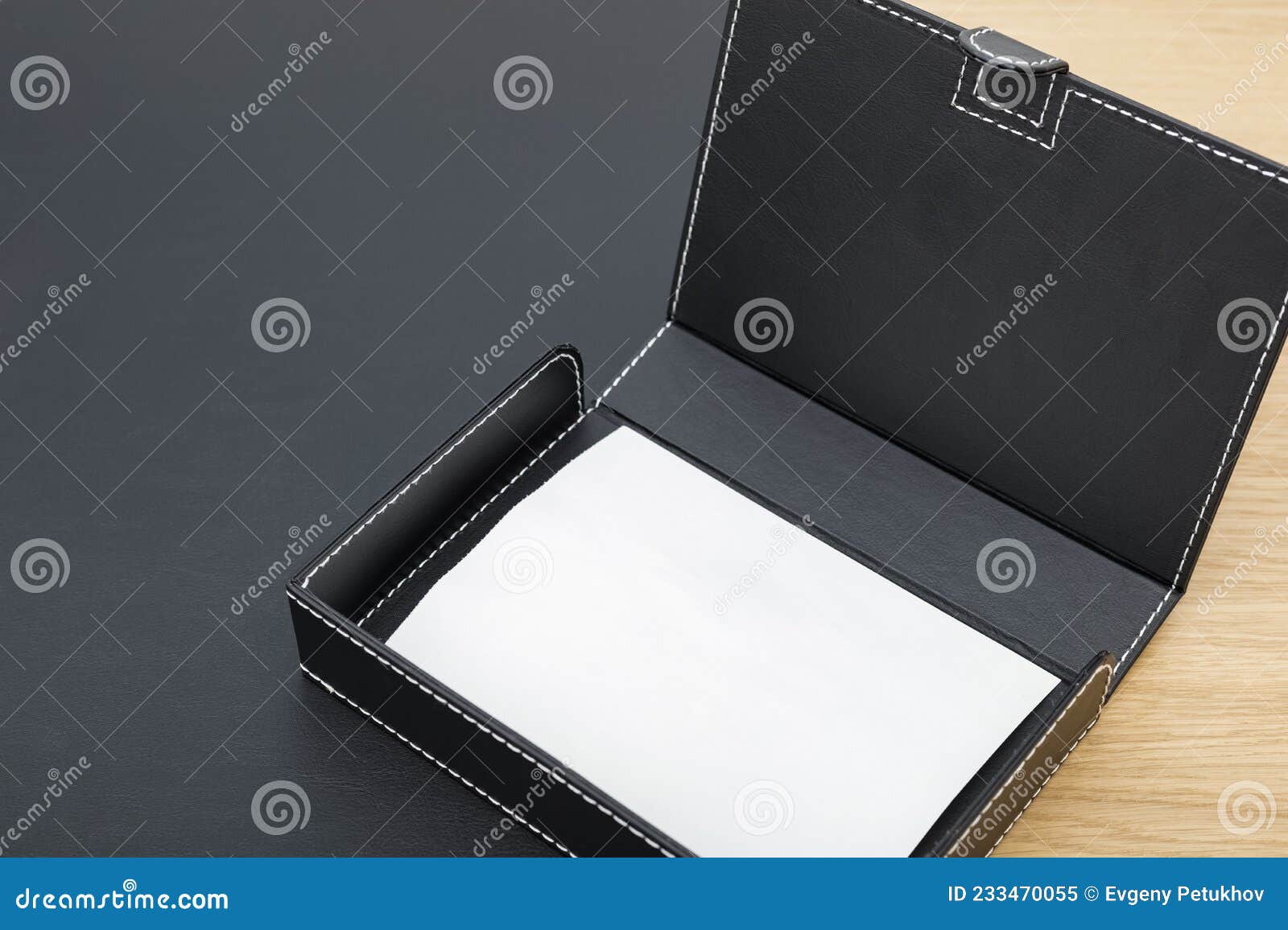 Black Leatherette Document Box on Work Table in Office with Blank ...