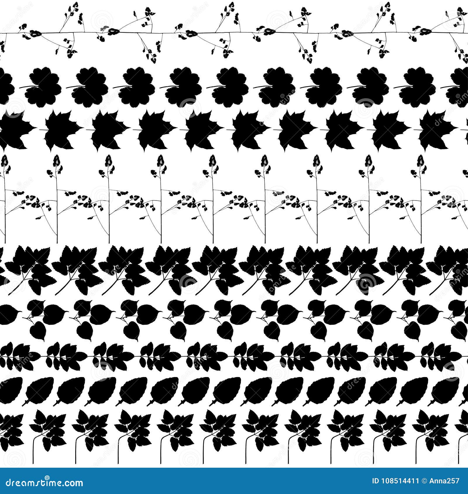 Black Leaves Seamless Border Design Stock Vector - Illustration of ...
