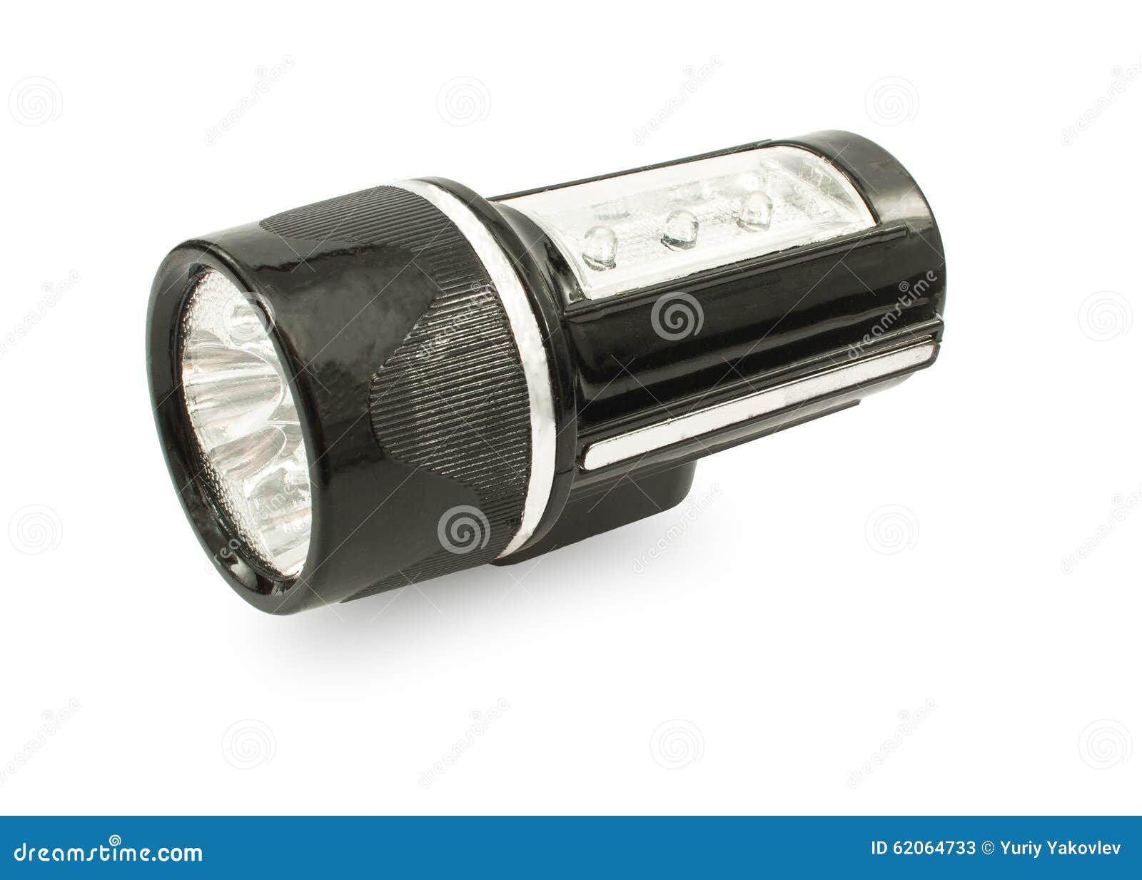 Black LED flashlight stock image. Image of emitting, equipment - 62064733
