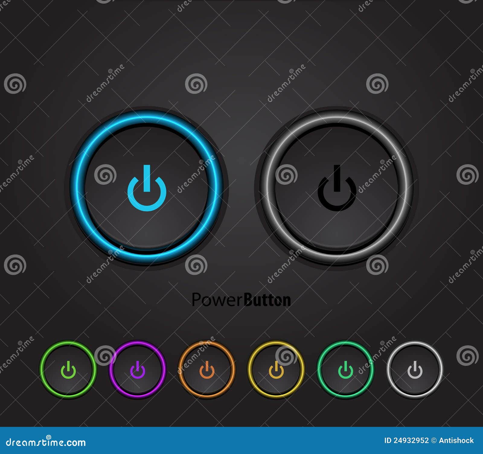 Black Led Light Power Button Stock Illustration - Illustration of ...