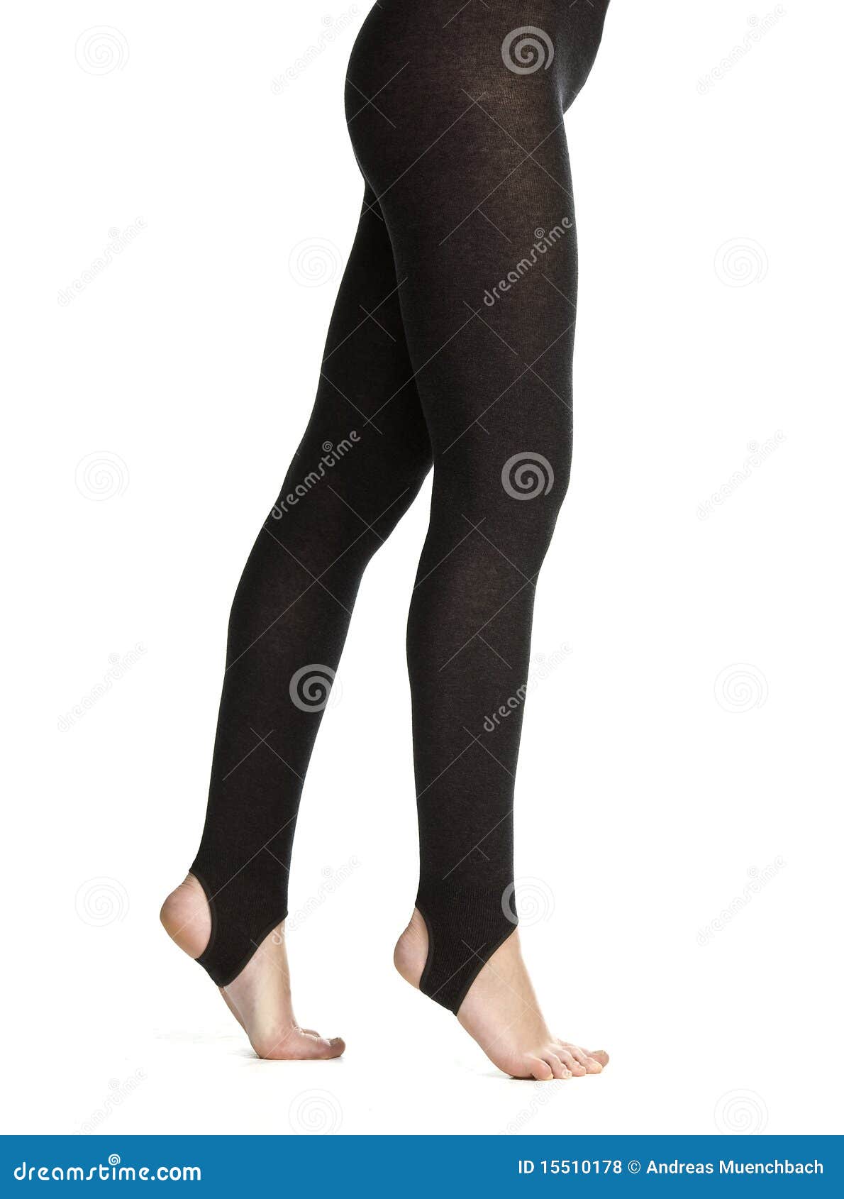 Female Legs in Black Leggins Isolated on White Background Stock Photo ...