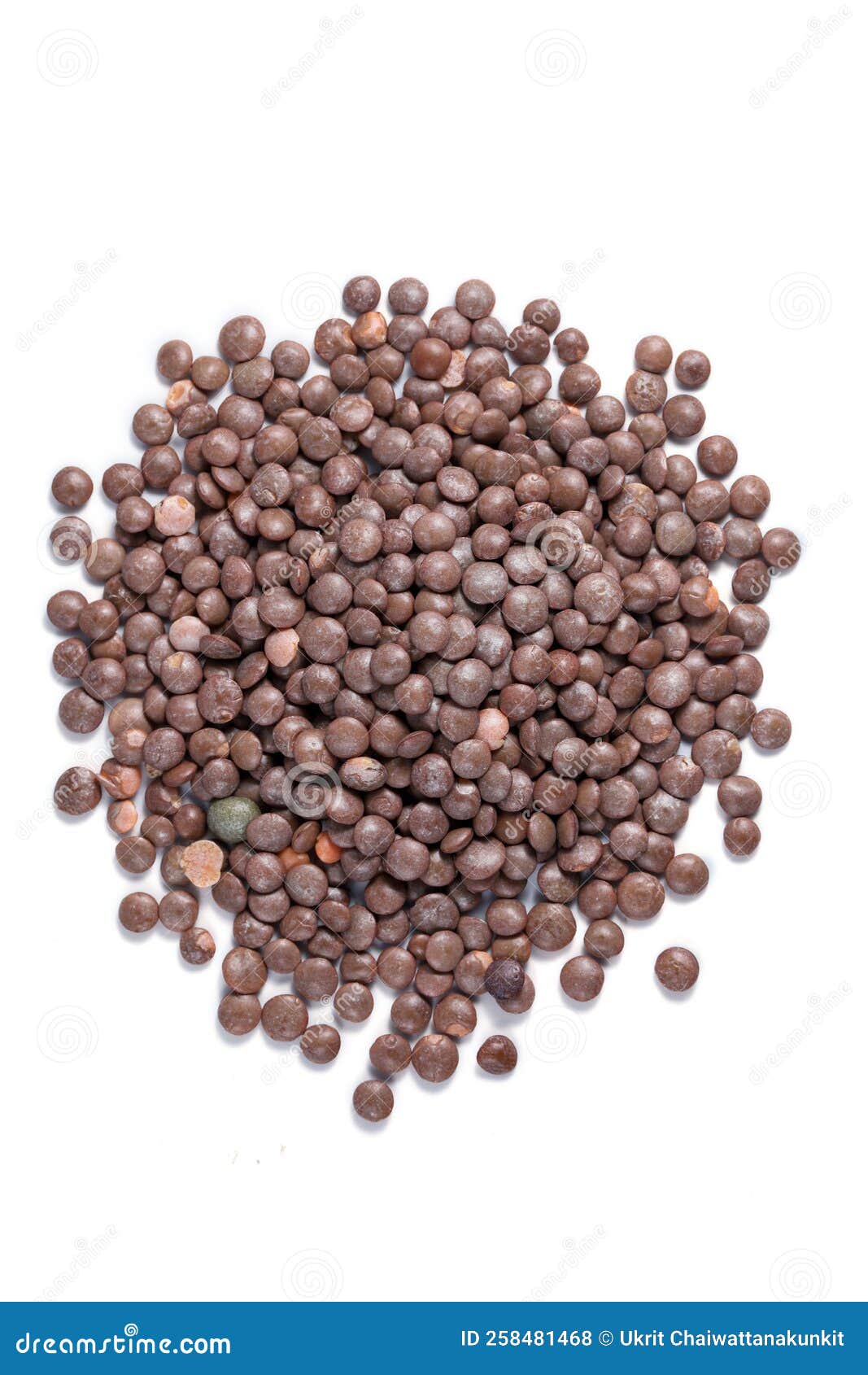 Red Lentils Or Masoor Dal In A Spoon Isolated On White Background. Red ...