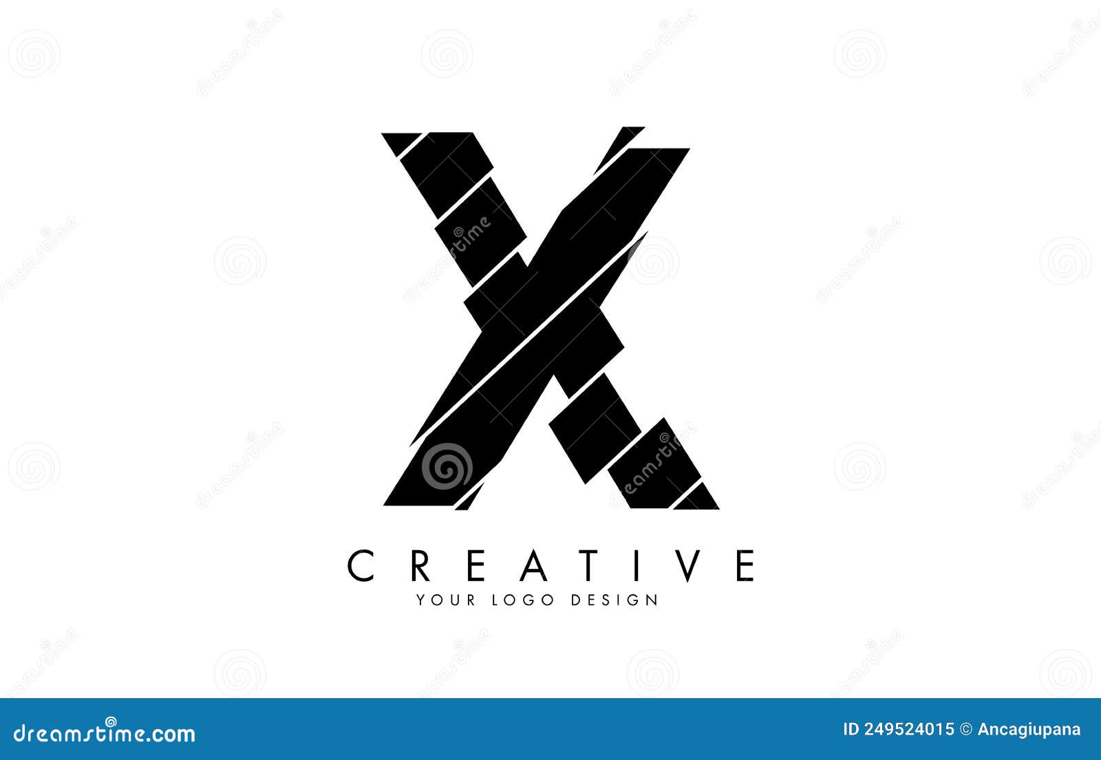 Black Letter X with Abstract Sliced Effect Design. Creative Vector ...