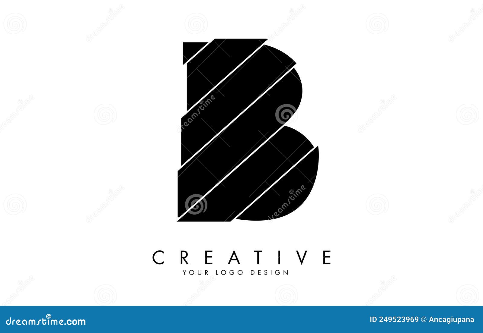 Black Letter B with Abstract Sliced Effect Logo Design. Creative Vector ...