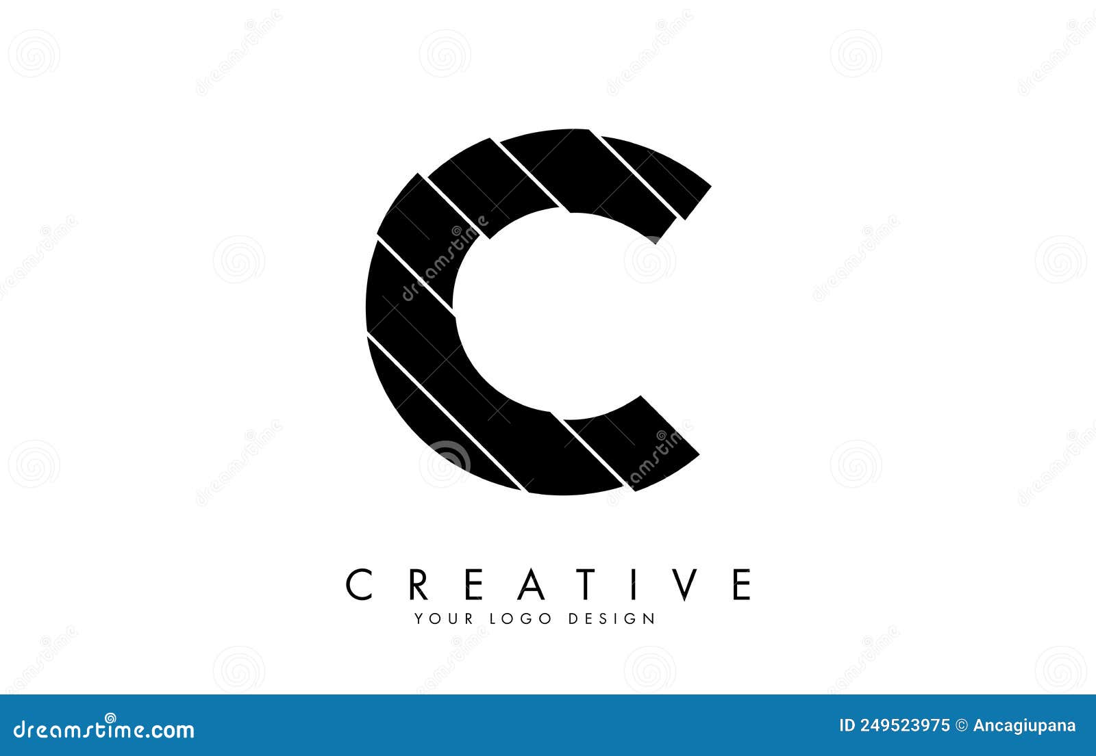 Black Letter C with Abstract Sliced Effect Logo Design. Creative Vector ...