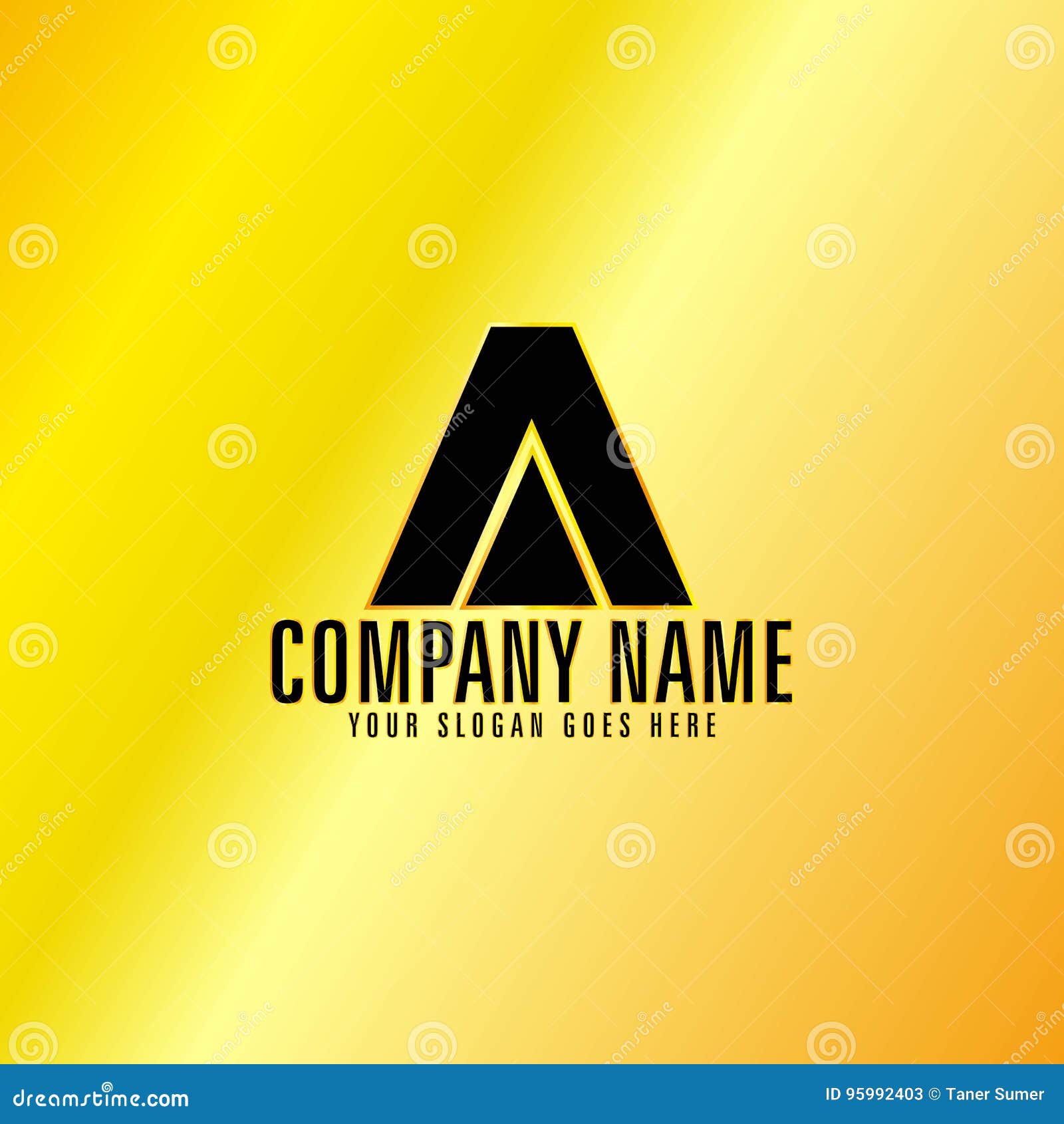 Black Letter a Emblem with Golden Background Stock Vector ...