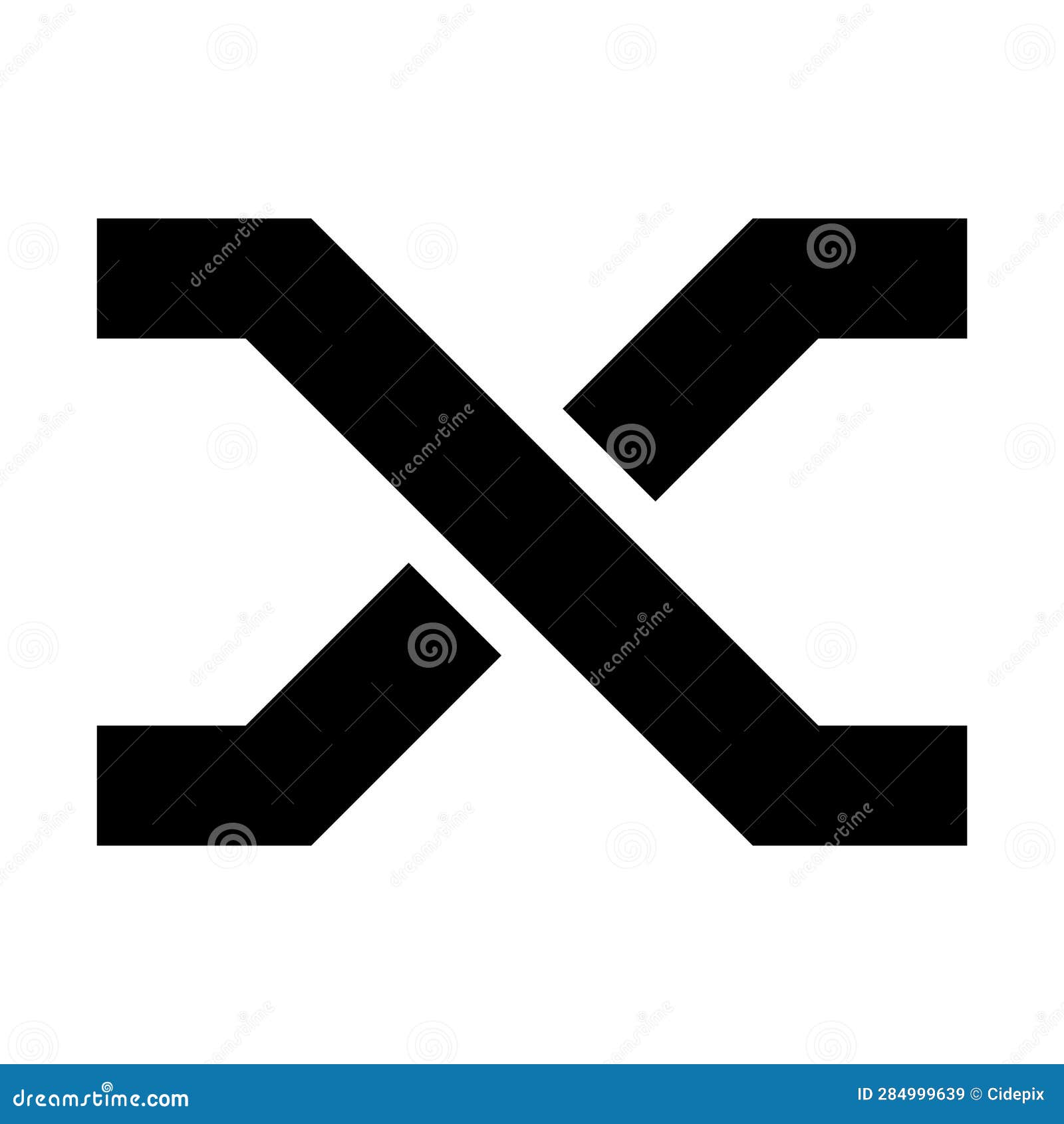 Black Letter X Icon with Crossing Lines Stock Vector - Illustration of ...