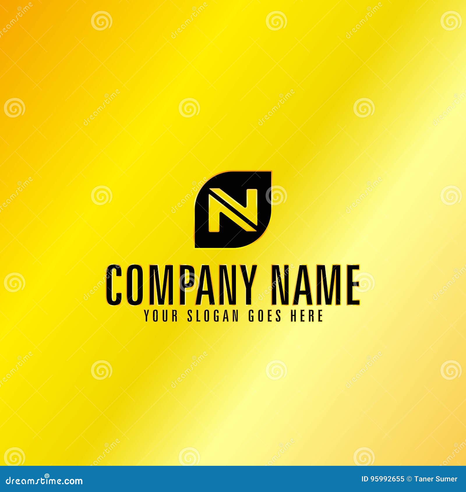 Black Letter N Emblem with Golden Background Stock Vector ...