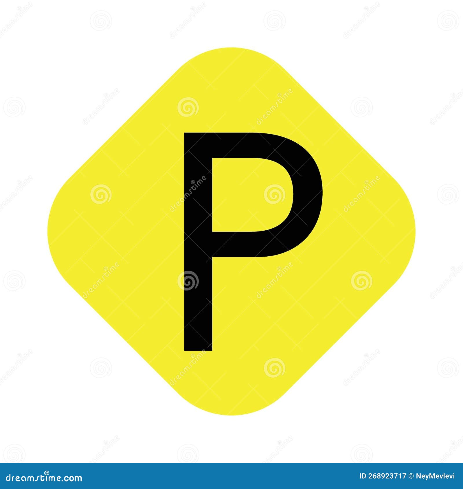 Black Letter P with a Rectangular Frame without Corners Stock ...