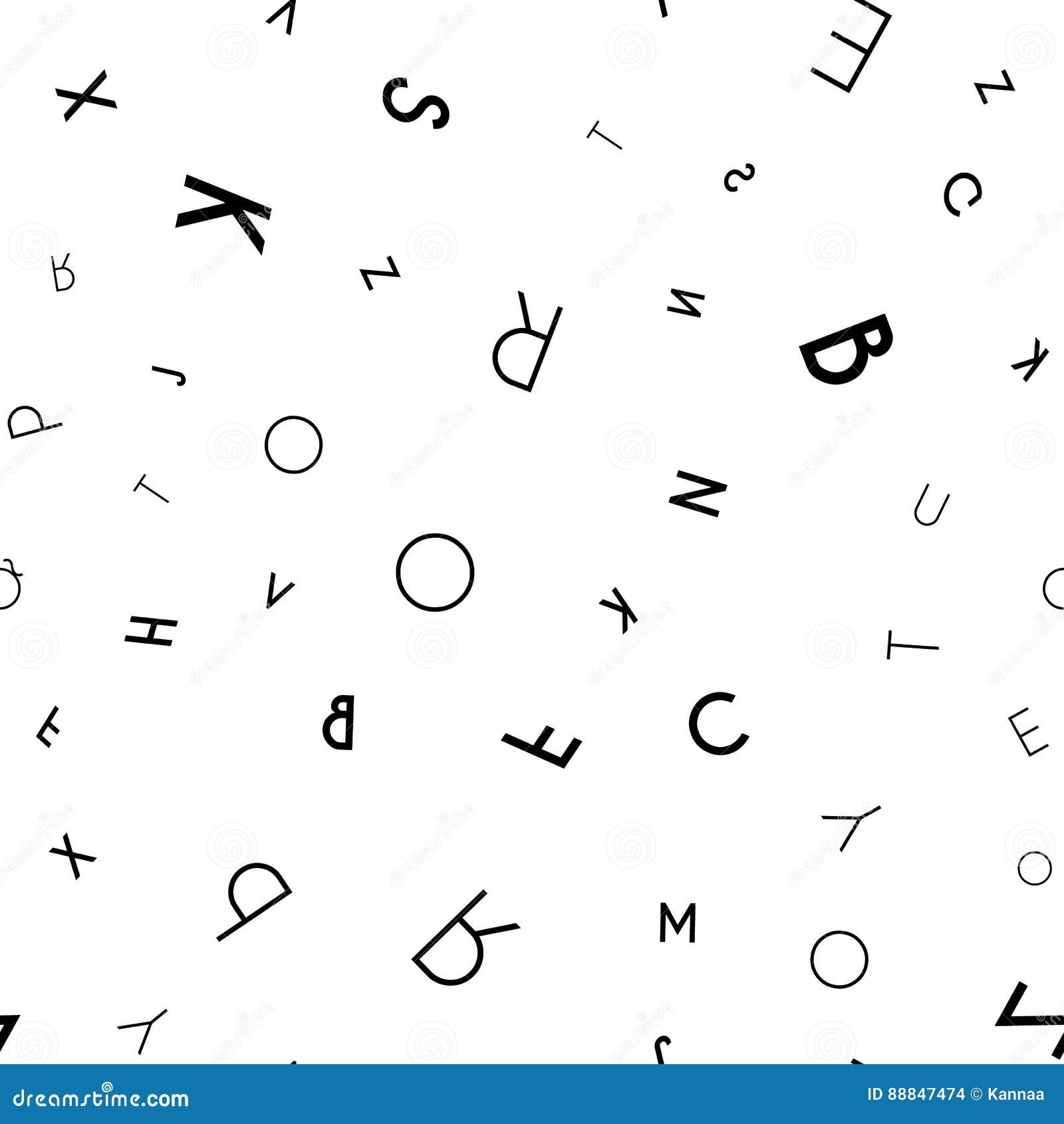 Black Letter Seamless Pattern on White Background Stock Vector ...