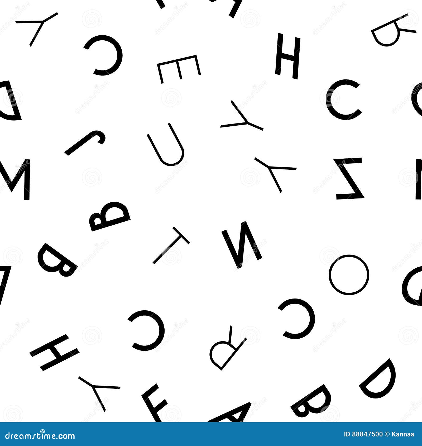 Black Letter Seamless Pattern on White Background Stock Vector ...