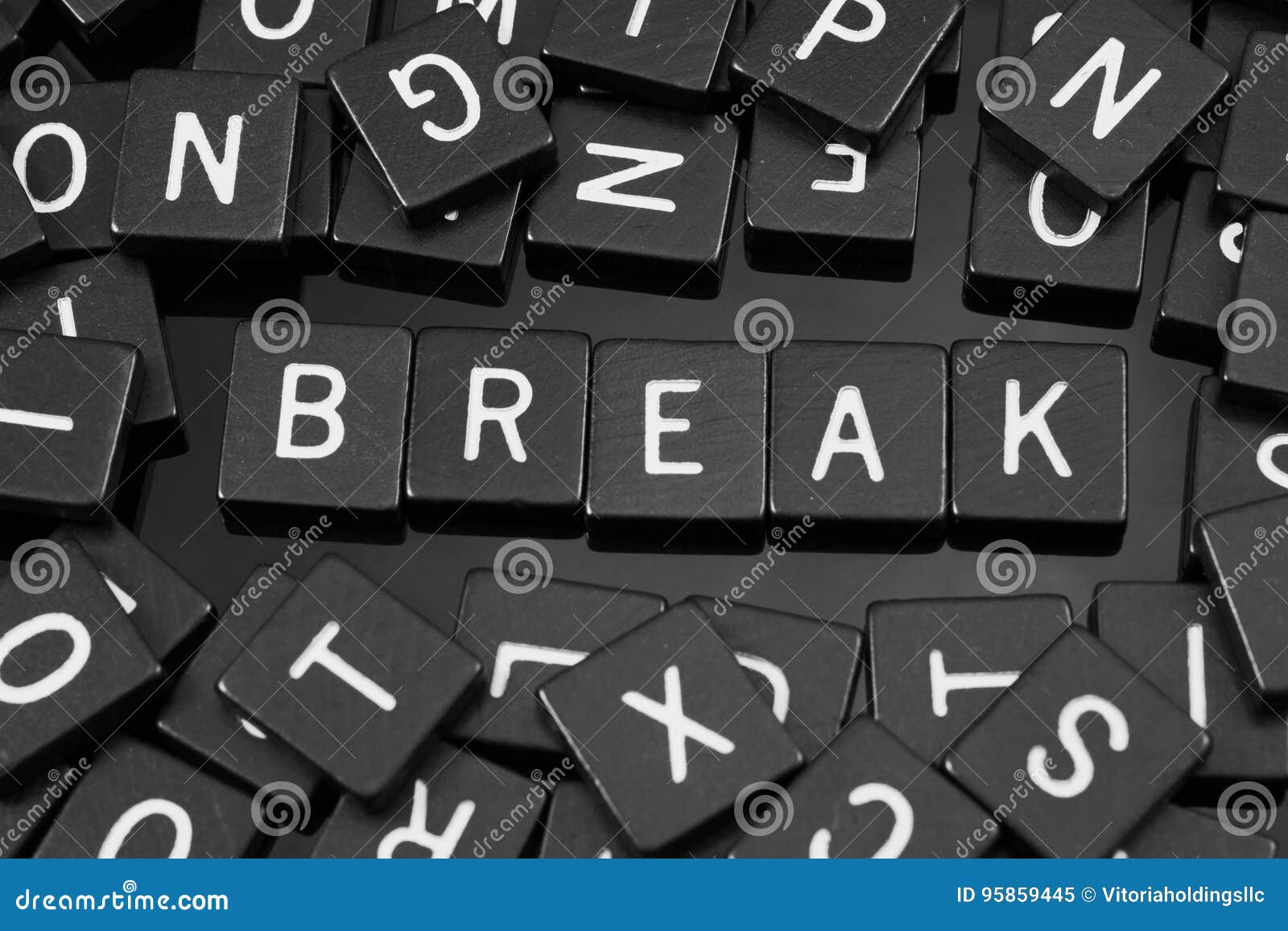 Black Letter Tiles Spelling the Word & X22;break& X22; Stock Image ...