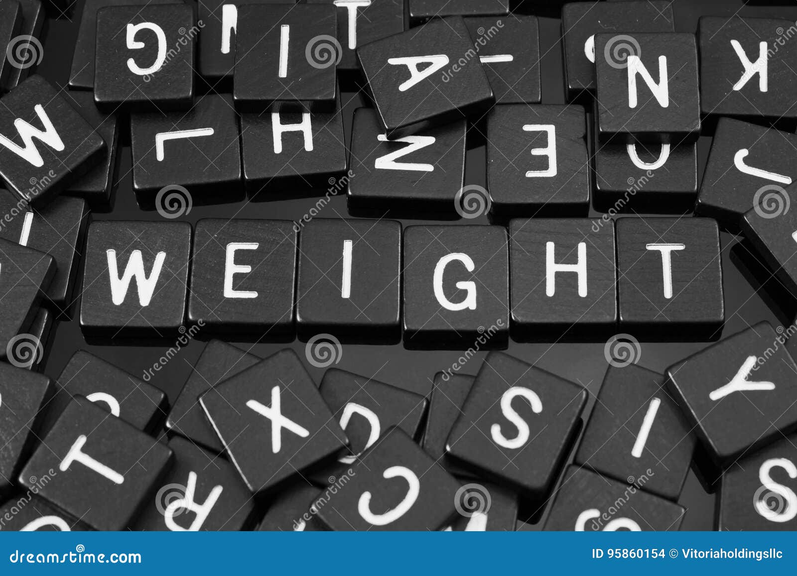 Black Letter Tiles Spelling the Word & X22;weight& X22; Stock Photo ...