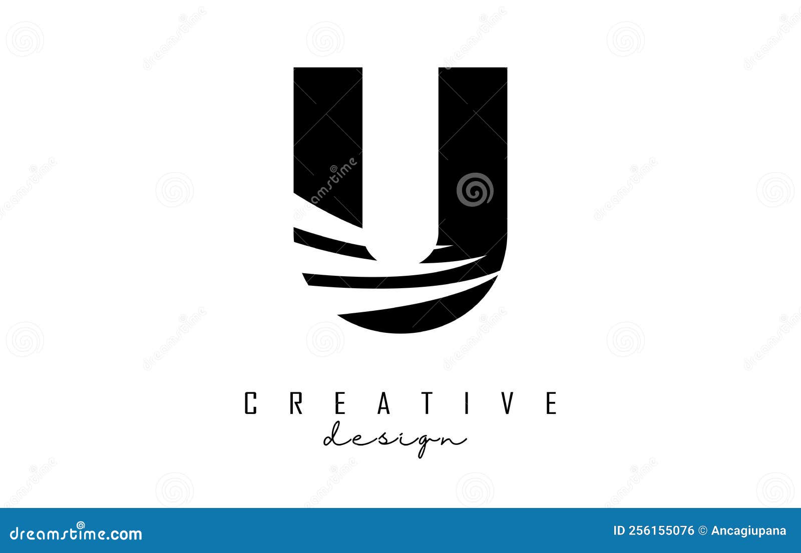 Black Letter U Logo with Leading Lines and Negative Space Design ...