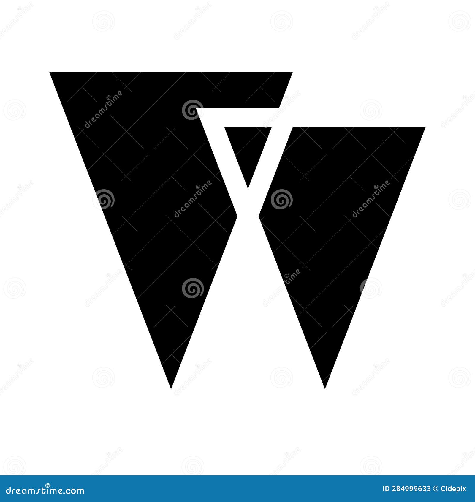 Black Letter W Icon with Triangles Stock Vector - Illustration of sign ...