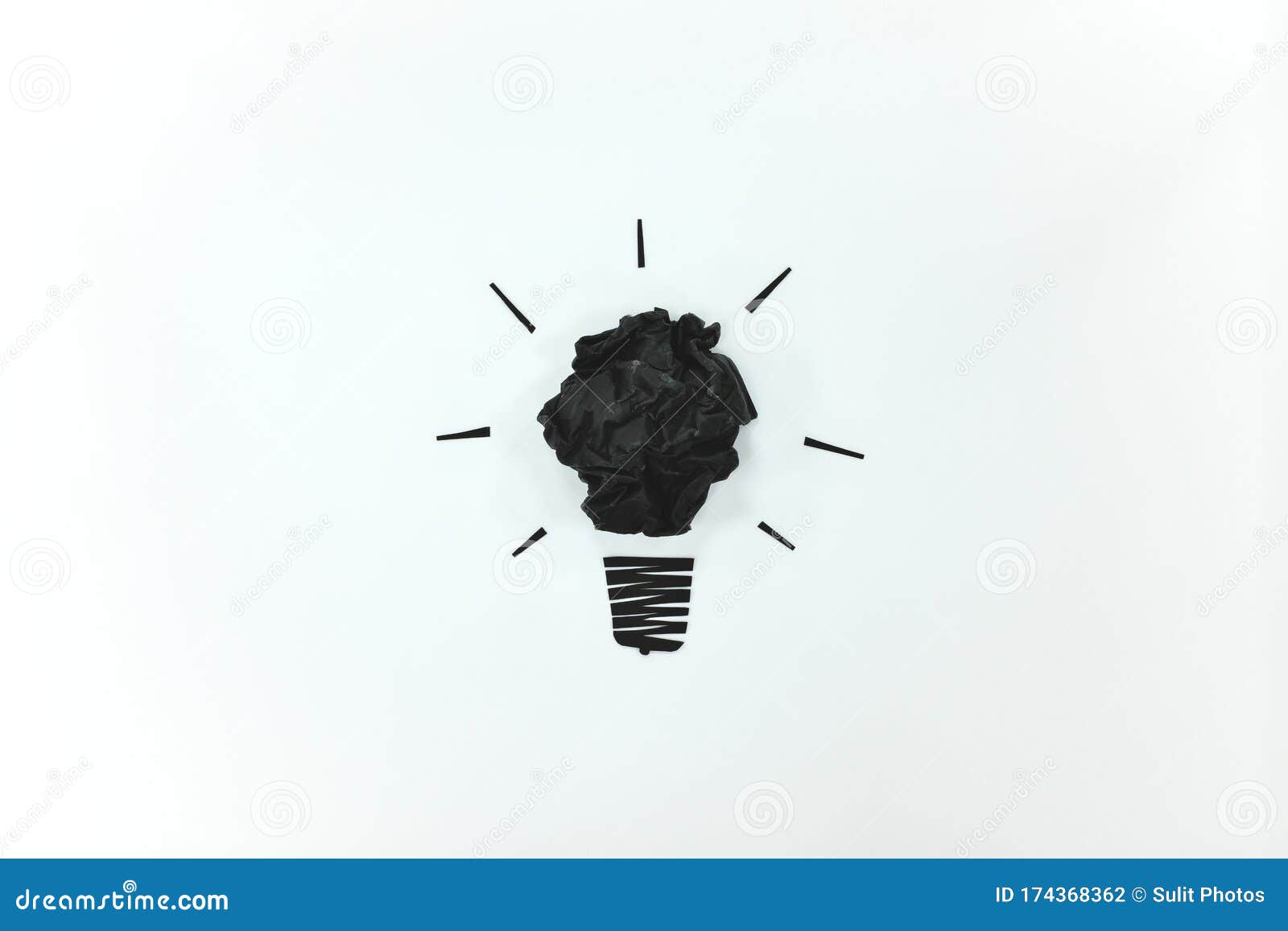 Black Light Bulb Isolated in White Background. Drained Brain, Empty ...