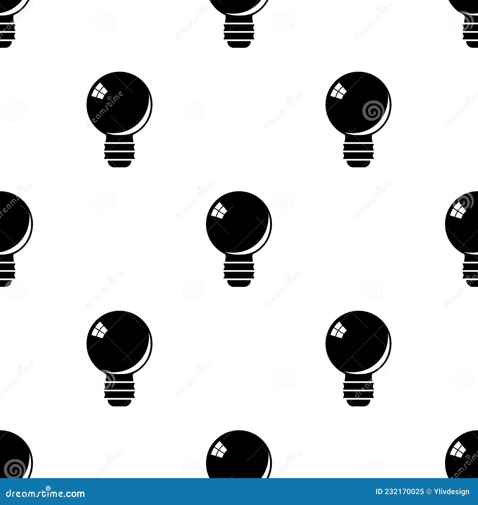 Black Light Bulb Pattern Seamless Vector Stock Vector - Illustration of ...