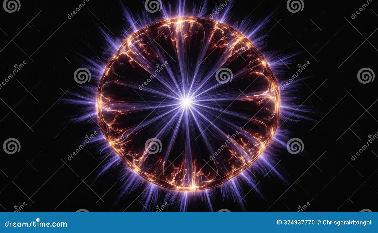 Black Light Center Radial Explosion Isolated in Black Ai Generated ...