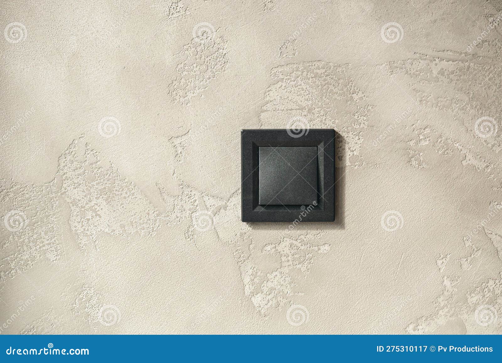 Black Light Switch on Grey Background, Copy Space. Stock Image - Image ...