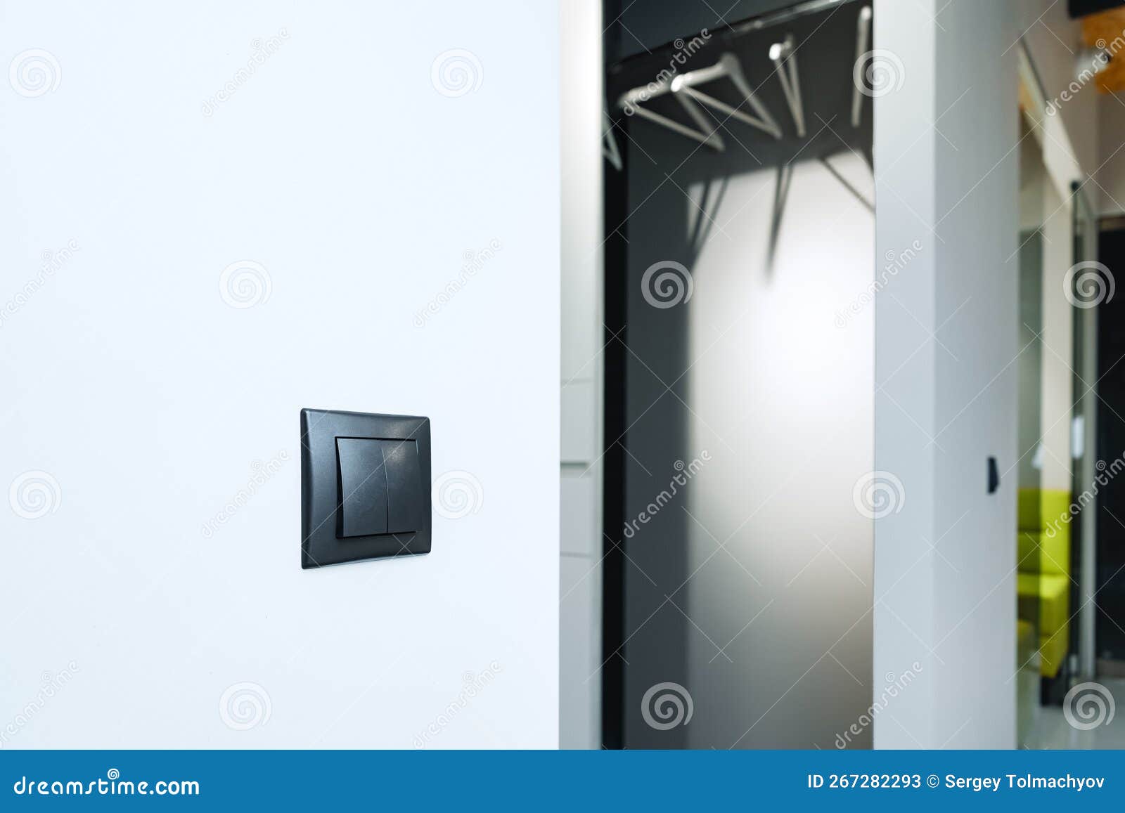 A Black Light Switch on White Wall Stock Image - Image of home ...