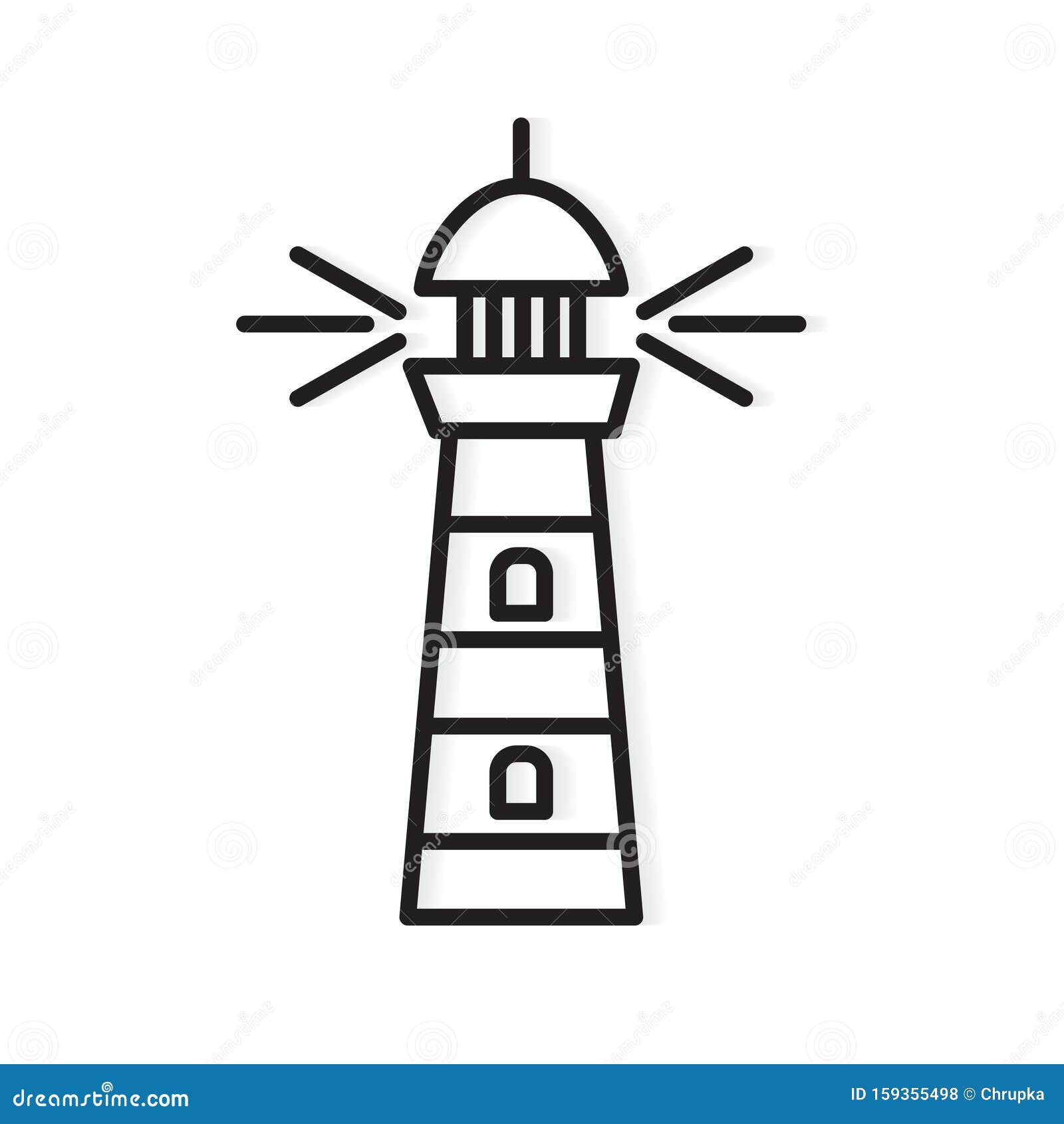 Black lighthouse icon stock vector. Illustration of tourism - 159355498