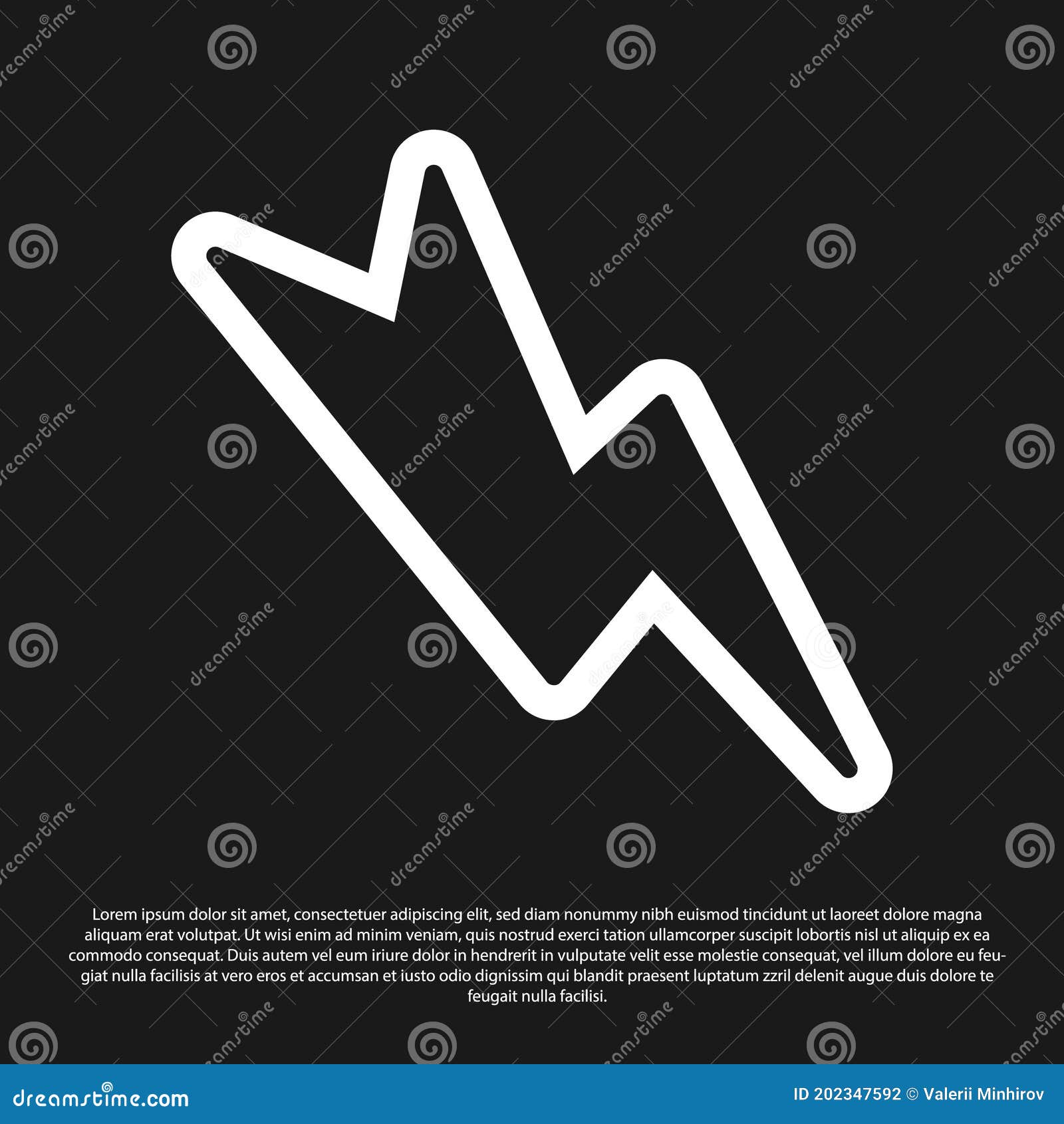 Black Lightning Bolt Icon Isolated on Black Background. Flash Sign ...