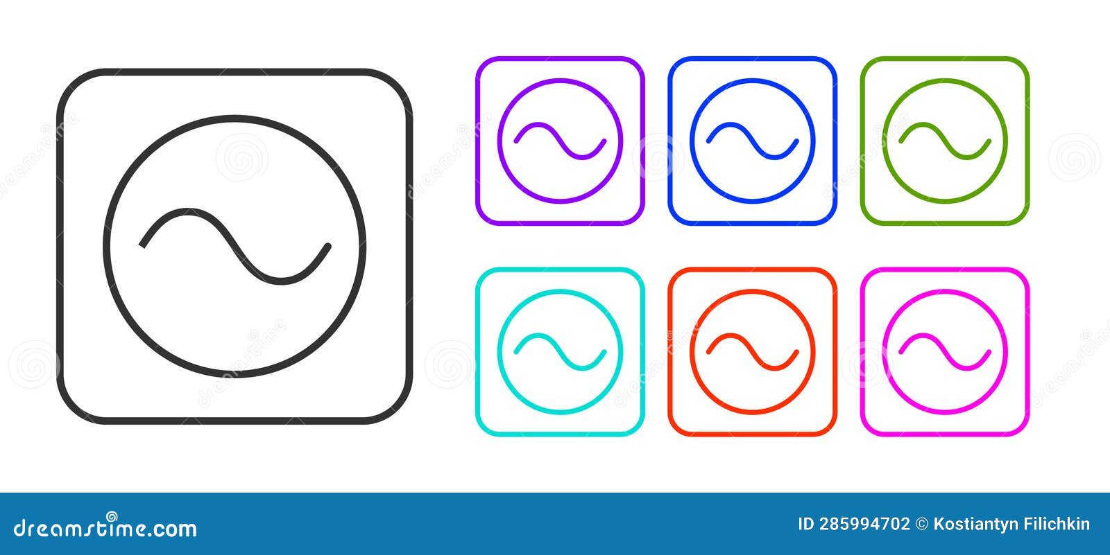 Black Line AC Voltage Source Symbol Icon Isolated on White Background ...