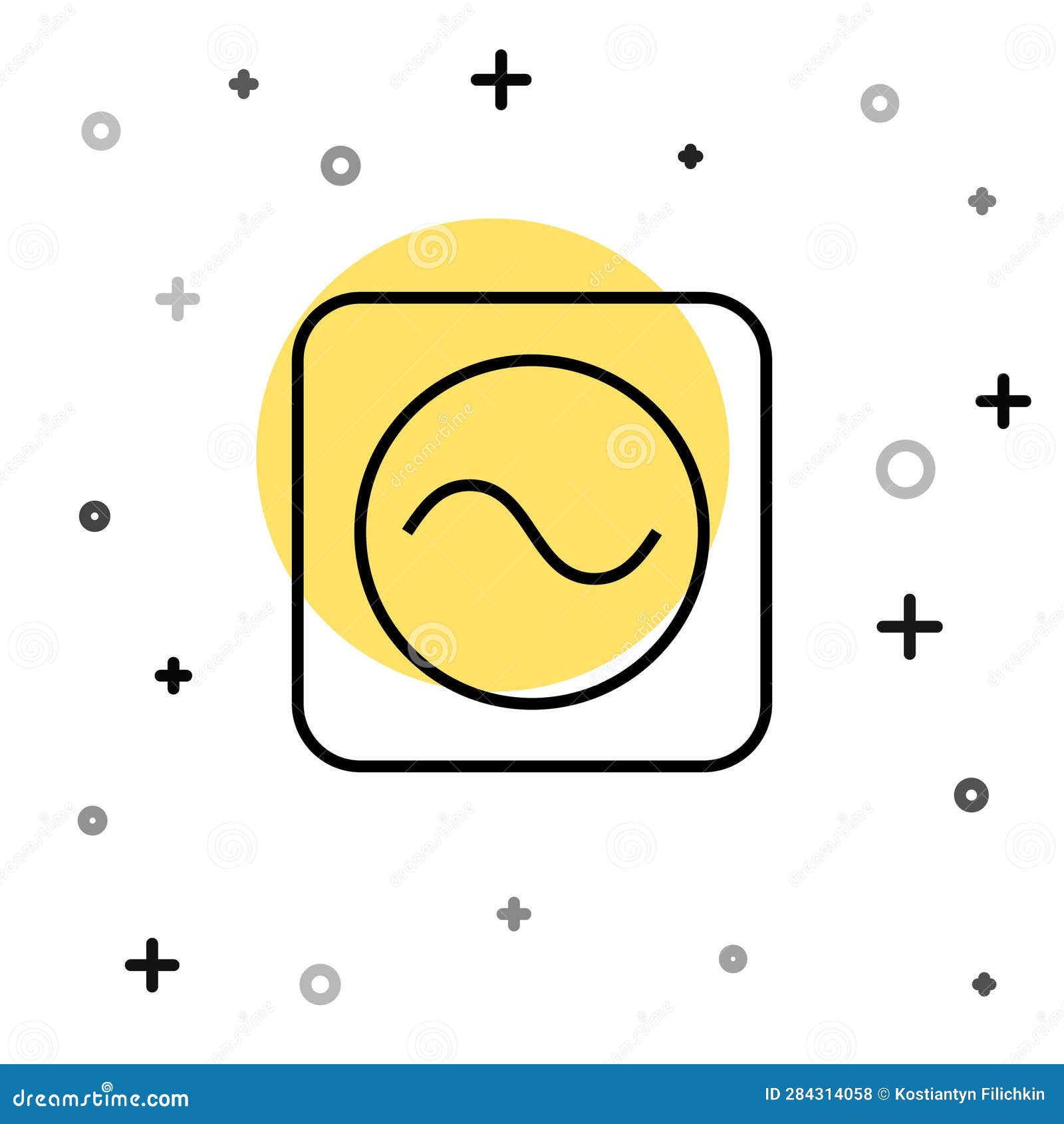 Black Line AC Voltage Source Symbol Icon Isolated on White Background ...